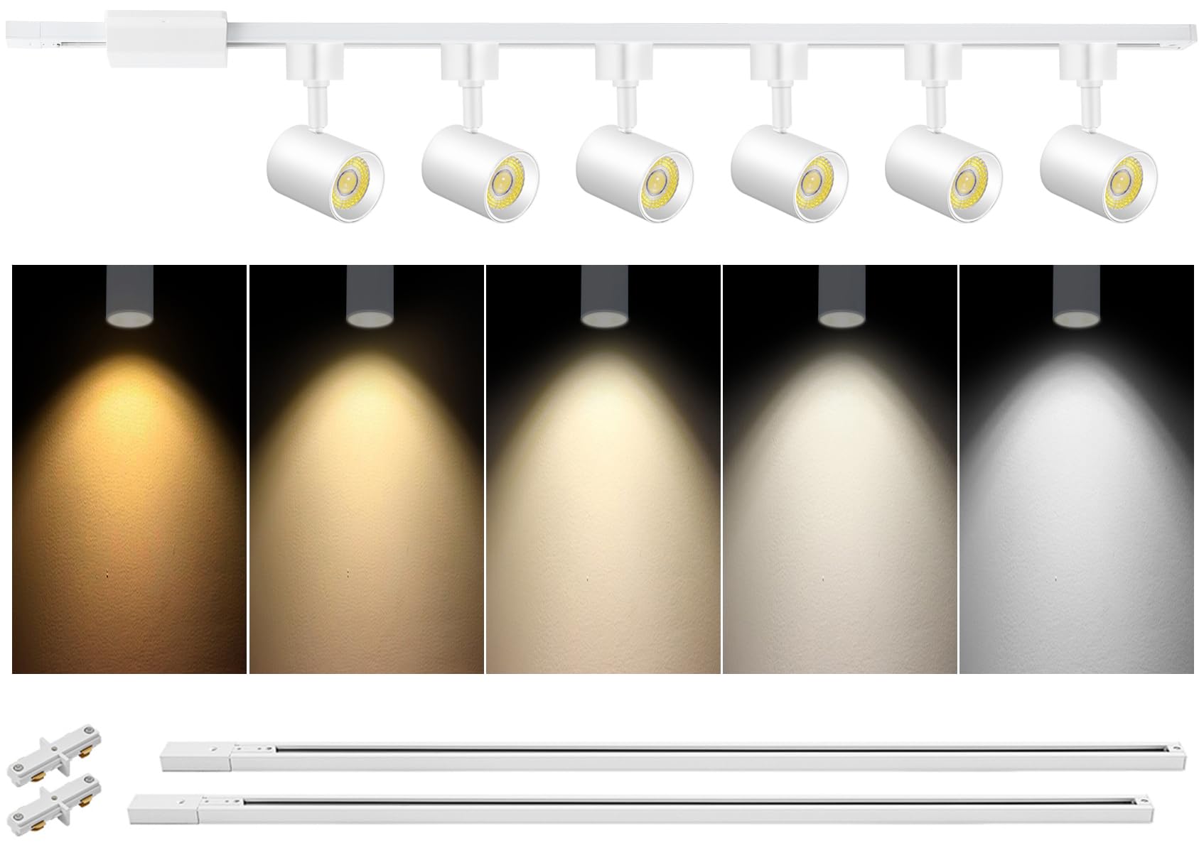 VANoopee 5 Color 6-Light LED Track Lighting Kit with 6.6FT H Type Track ...