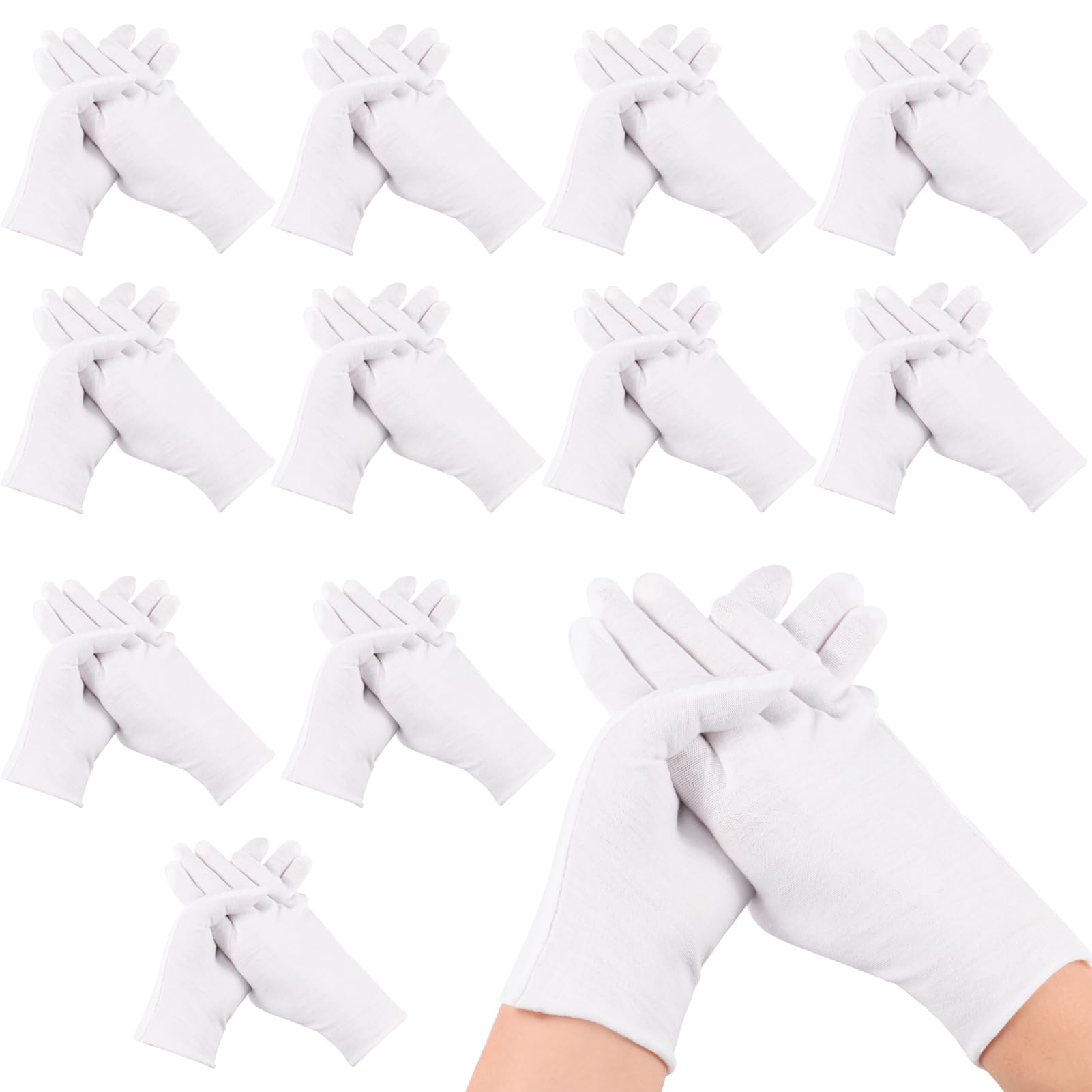 48 Pcs White Cotton Gloves for Overnight Moisturising Dry Hand Eczema ...