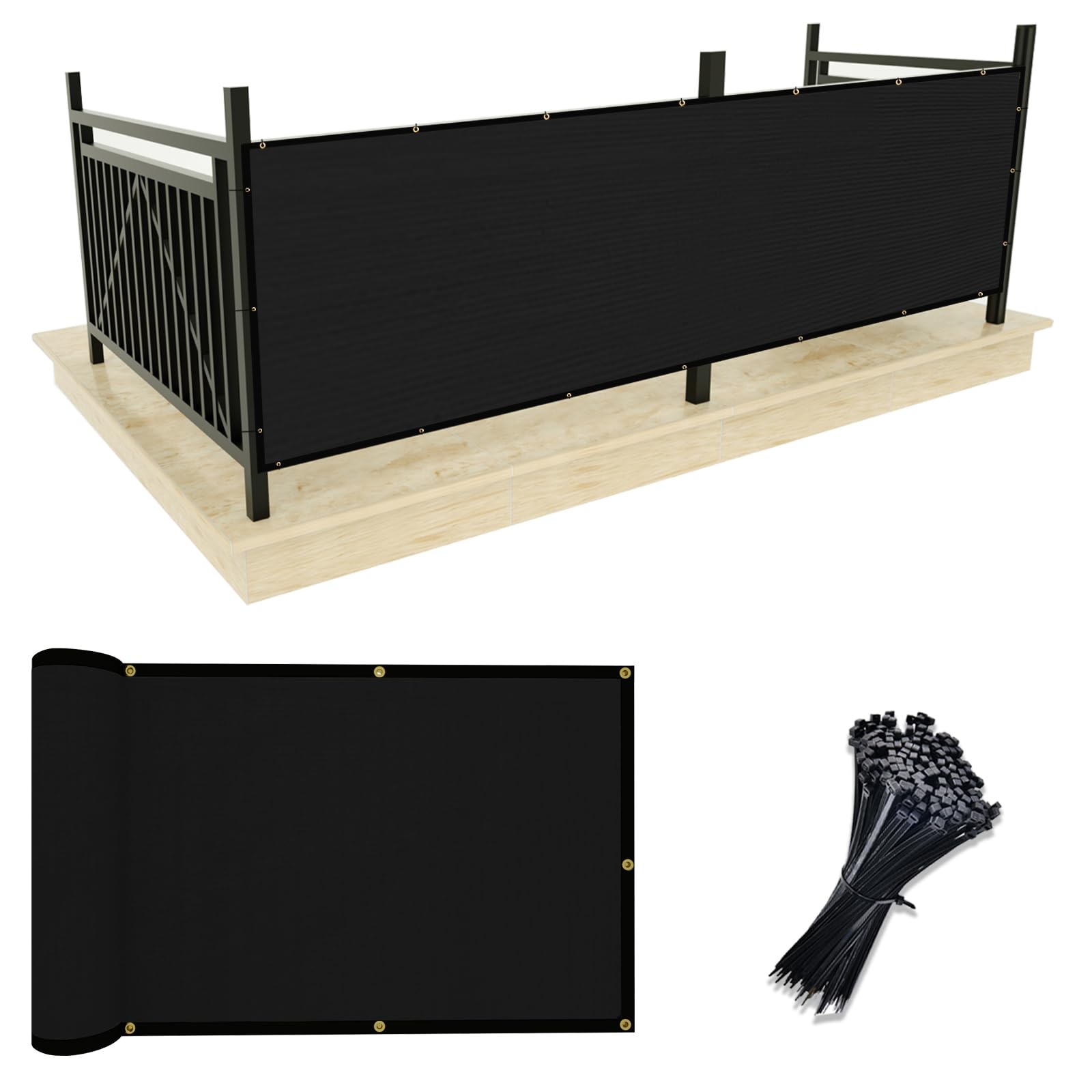 Amazon.com : UPGRADE Black 4' x 50' and Black 3' x 16' Privacy Fence ...