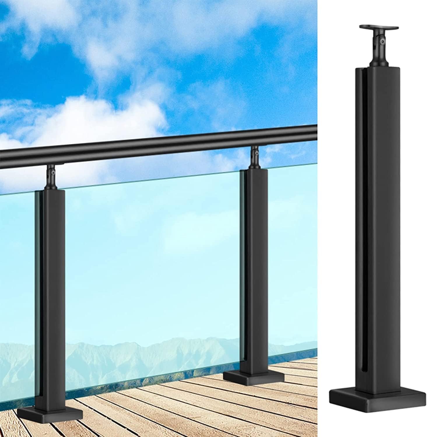 Amazon.com: Deck Glass Railing Post Garden Fencing Balustrade Post ...