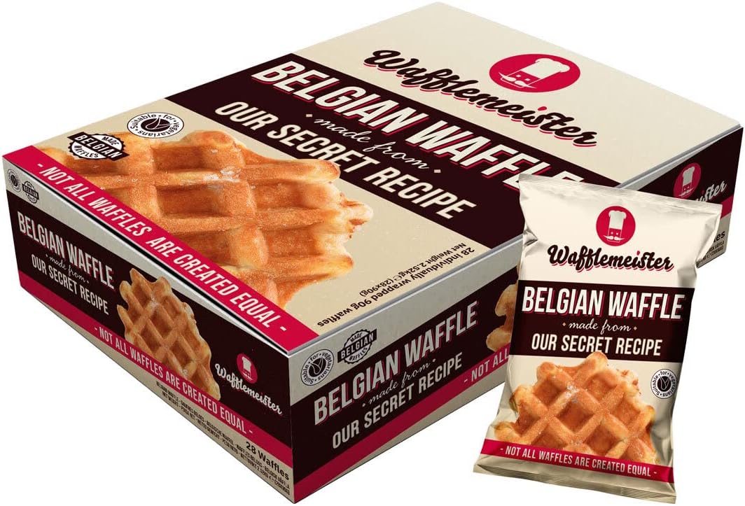 Wafflemeister Belgian Sugar Pearls Waffles Snack Packets 28x90g - Pack ...