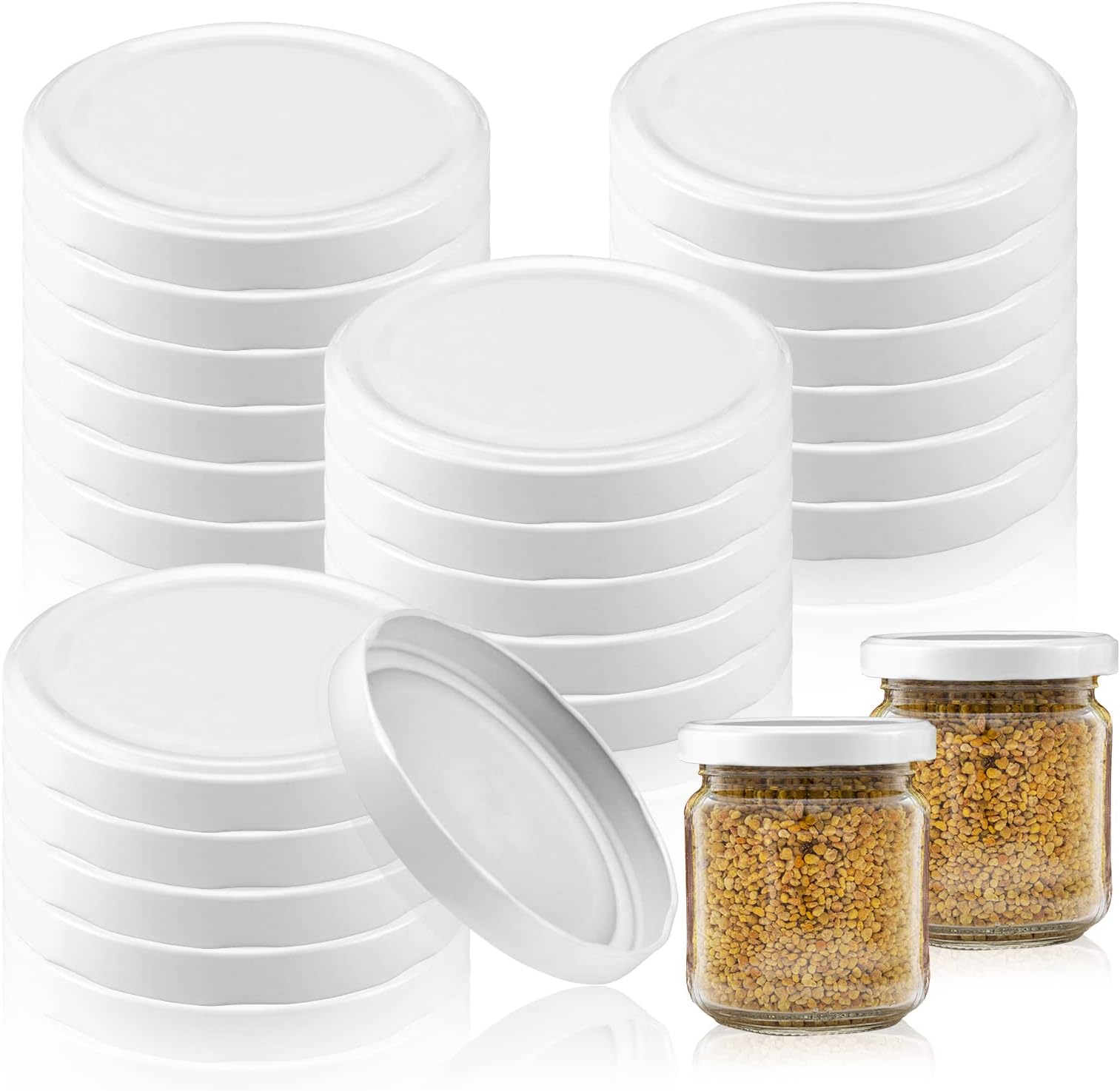 Amazon.com: 20 Pieces 110 mm Jar Lids White Metal Wide Mouth Glass Lug ...