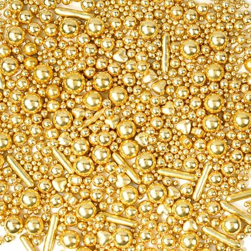 Amazon.com : Gold Pearl Heart Sprinkles for Cake Decorating, 150g/5 ...