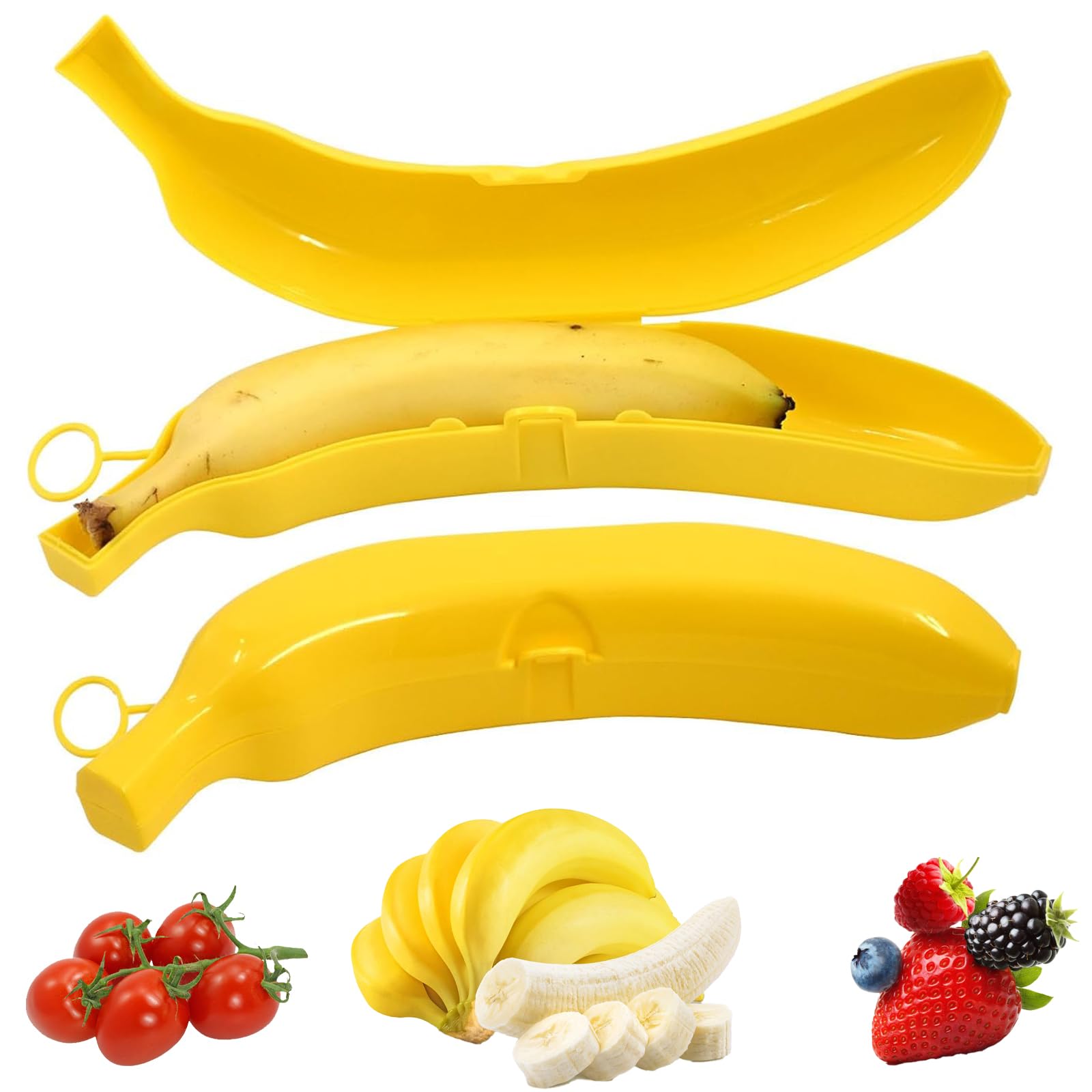 RJFUJP 2 Pcs Banana Holder, Banana Box, 25.5cm Banana Case for Lunch ...