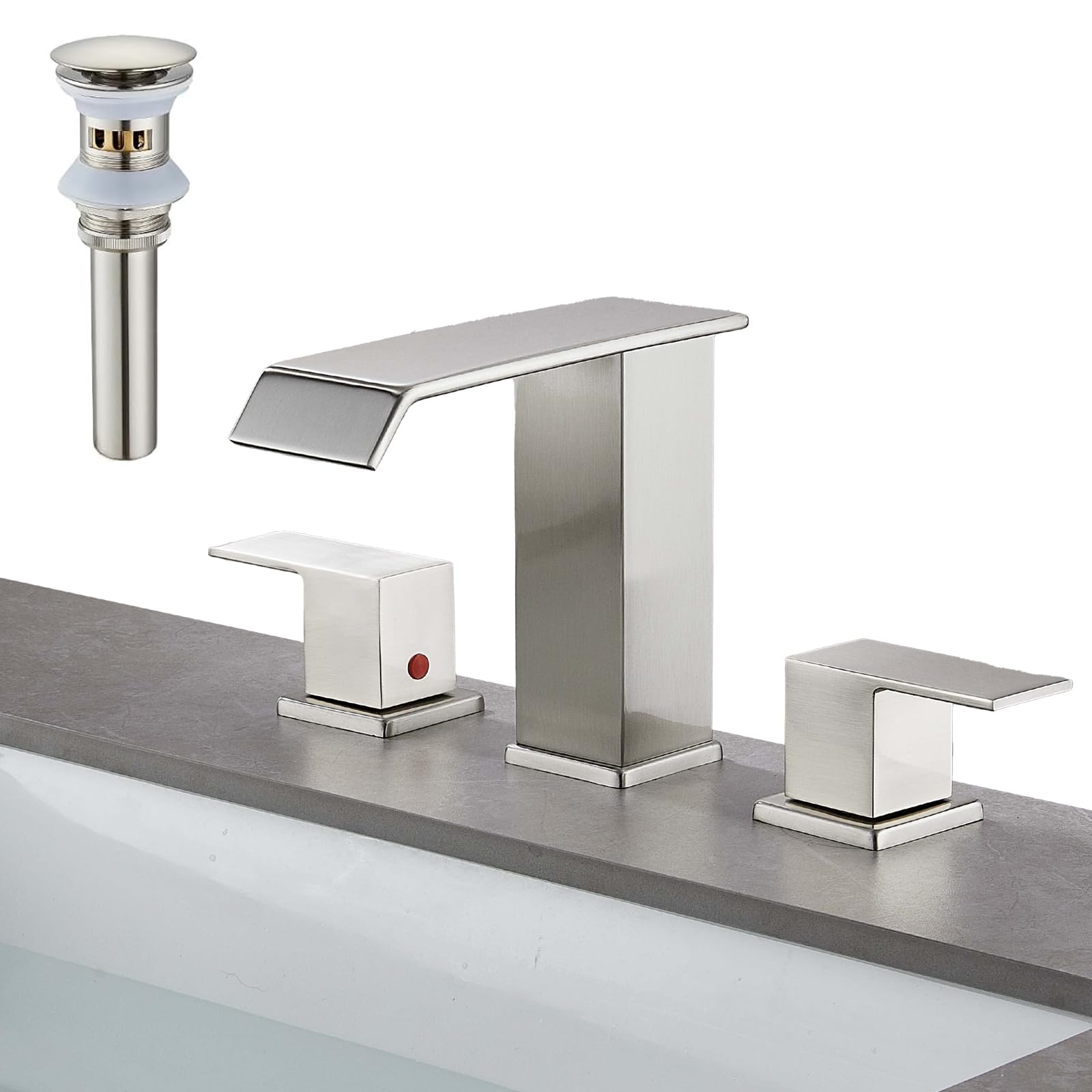 Kyatinsal 8 Inch Modern Bathroom Vanity Faucet with Waterfall Spout, 3 ...