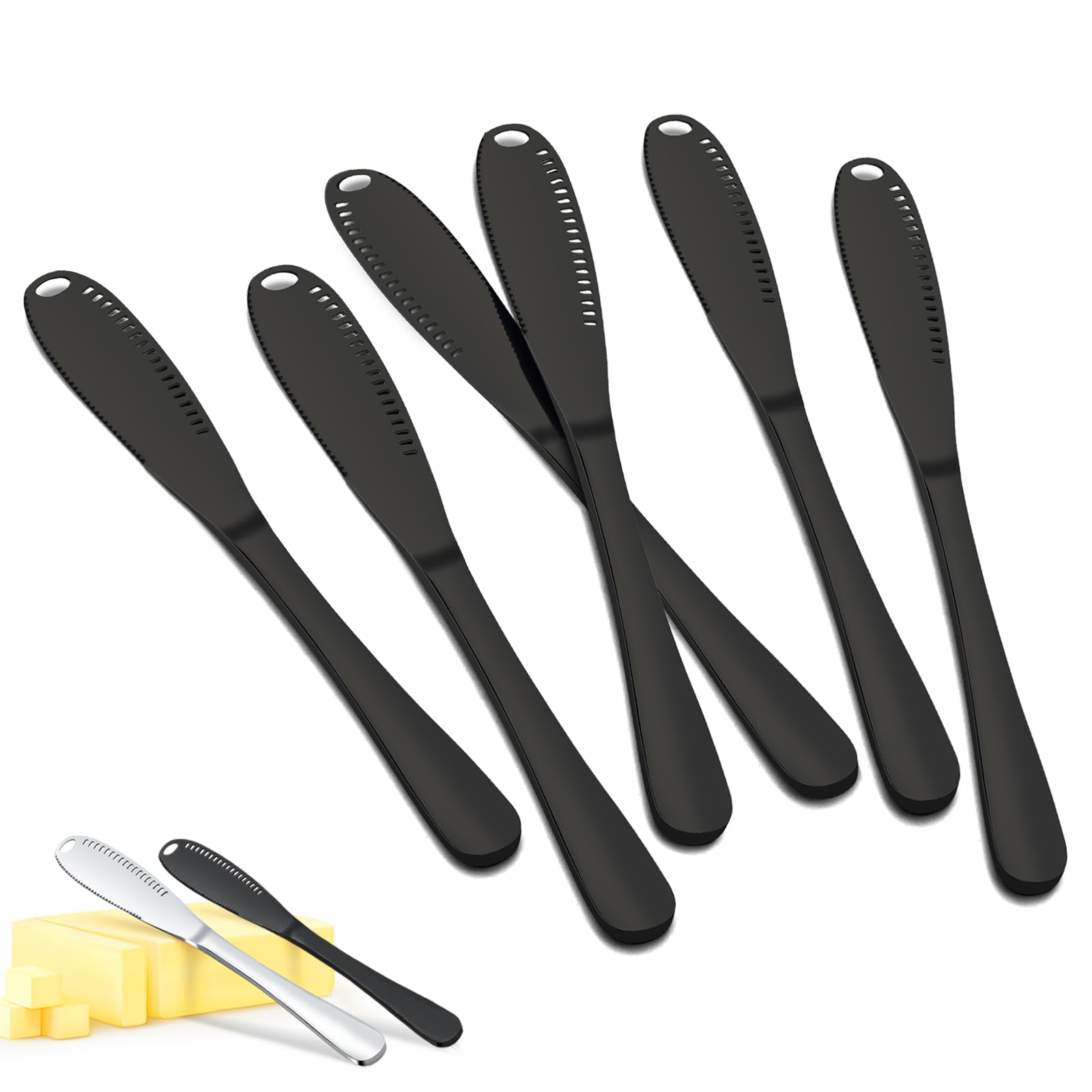 Snapklik.com : 6PCS Black Butter Knives Set, Highly Mirror-Polished ...