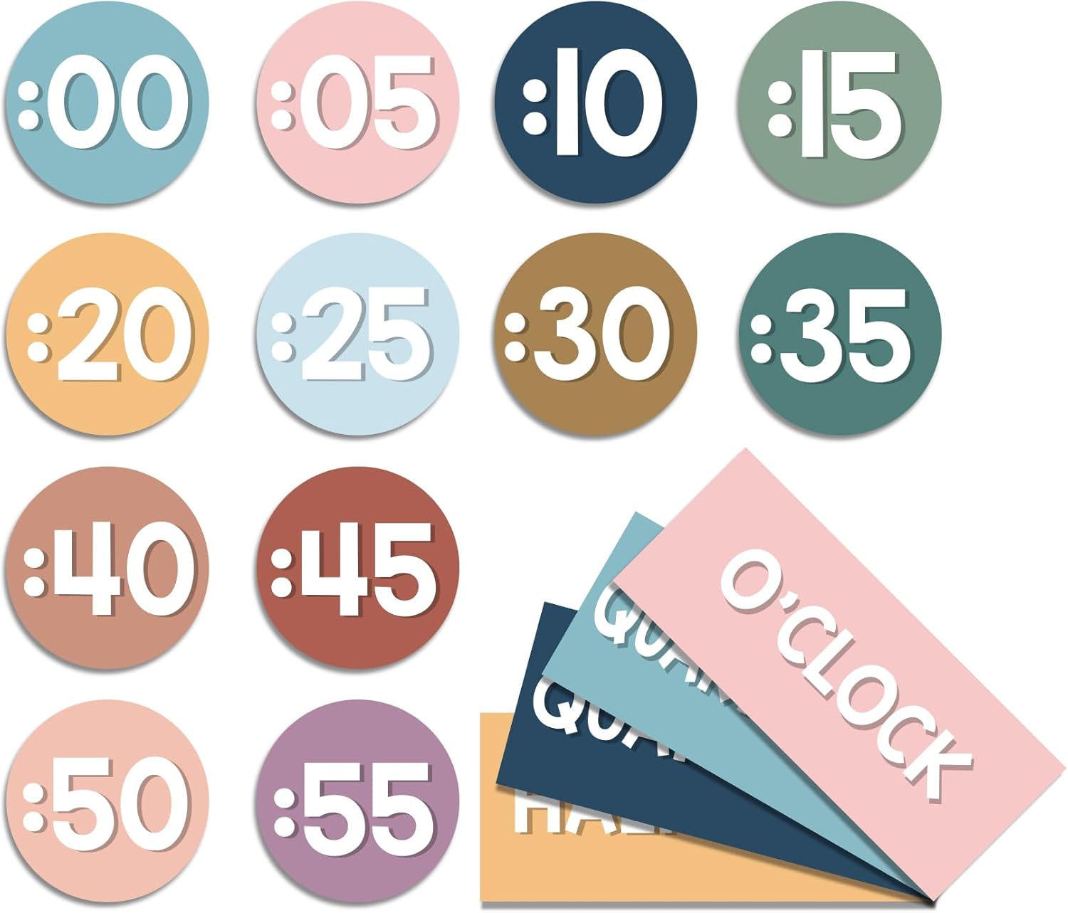 Amazon.com: POSLIUE 16Pcs Telling Time Clock Numbers Labels, Boho ...