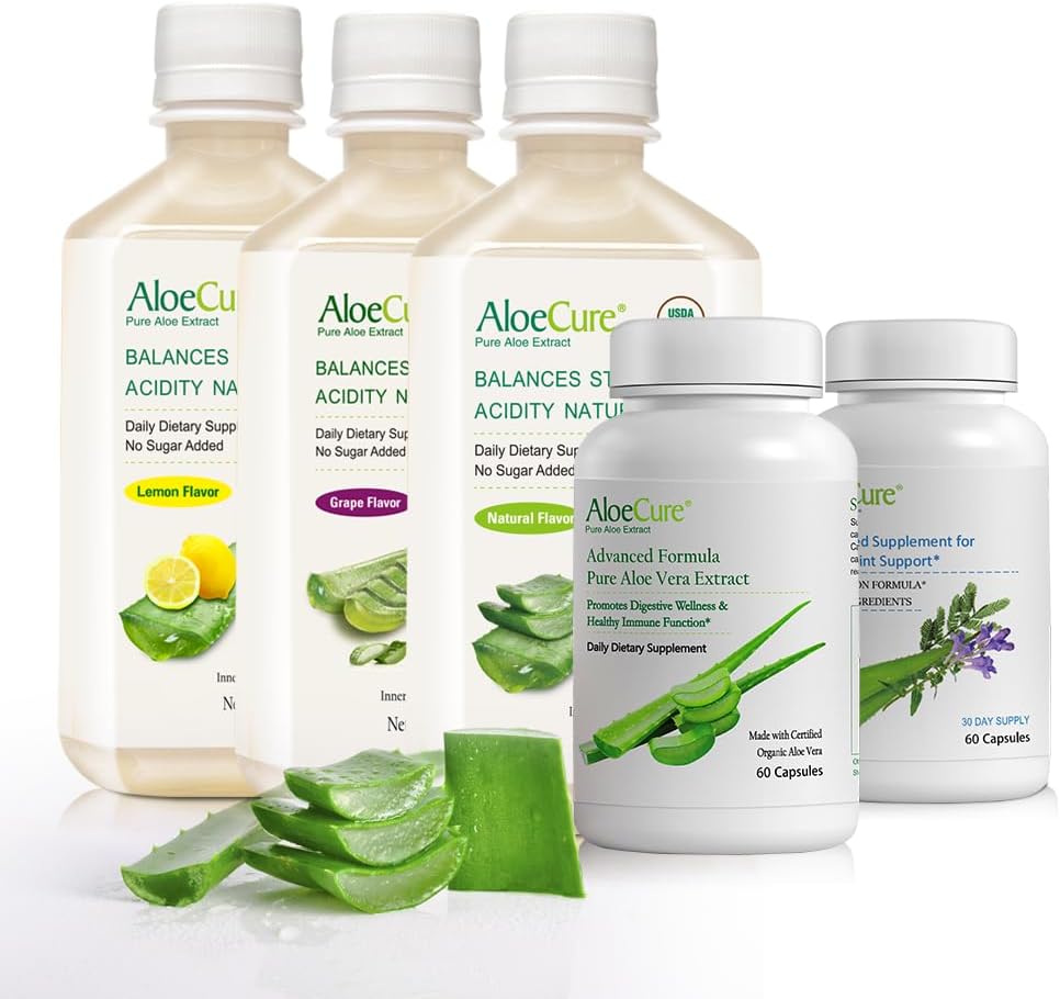 Amazon.com: AloeCure Organic Aloe Vera Juice & Aloe Capsules - 5 Pack ...
