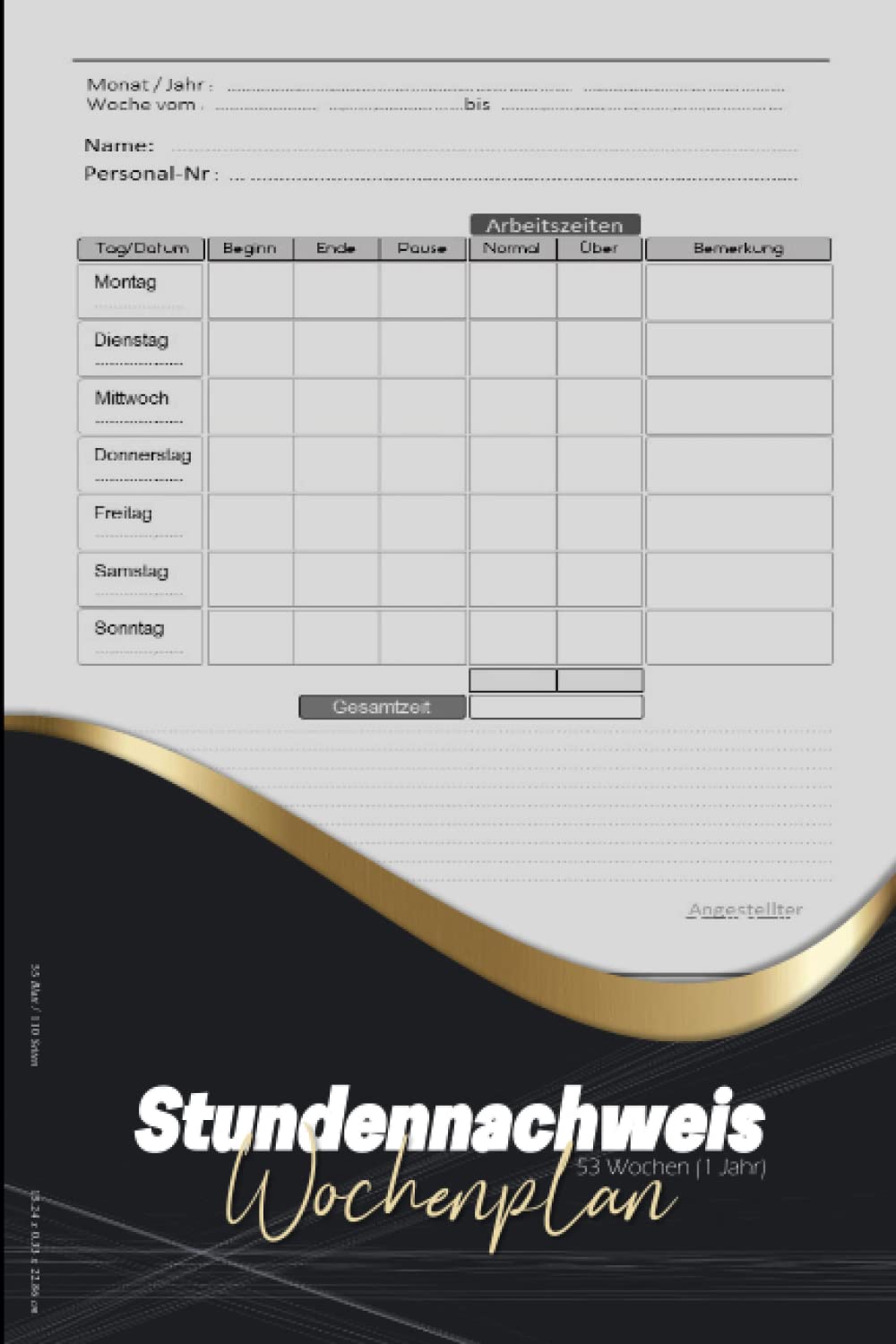 Stundennachweis,Wochenplan 53 Wochen: Äquivalent (1 Jahr ...