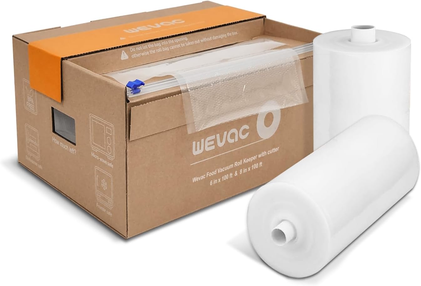 Amazon.com: Wevac 6''x100' & 8''x100' 2 Rolls, Vacuum Seal Roll Keeper ...