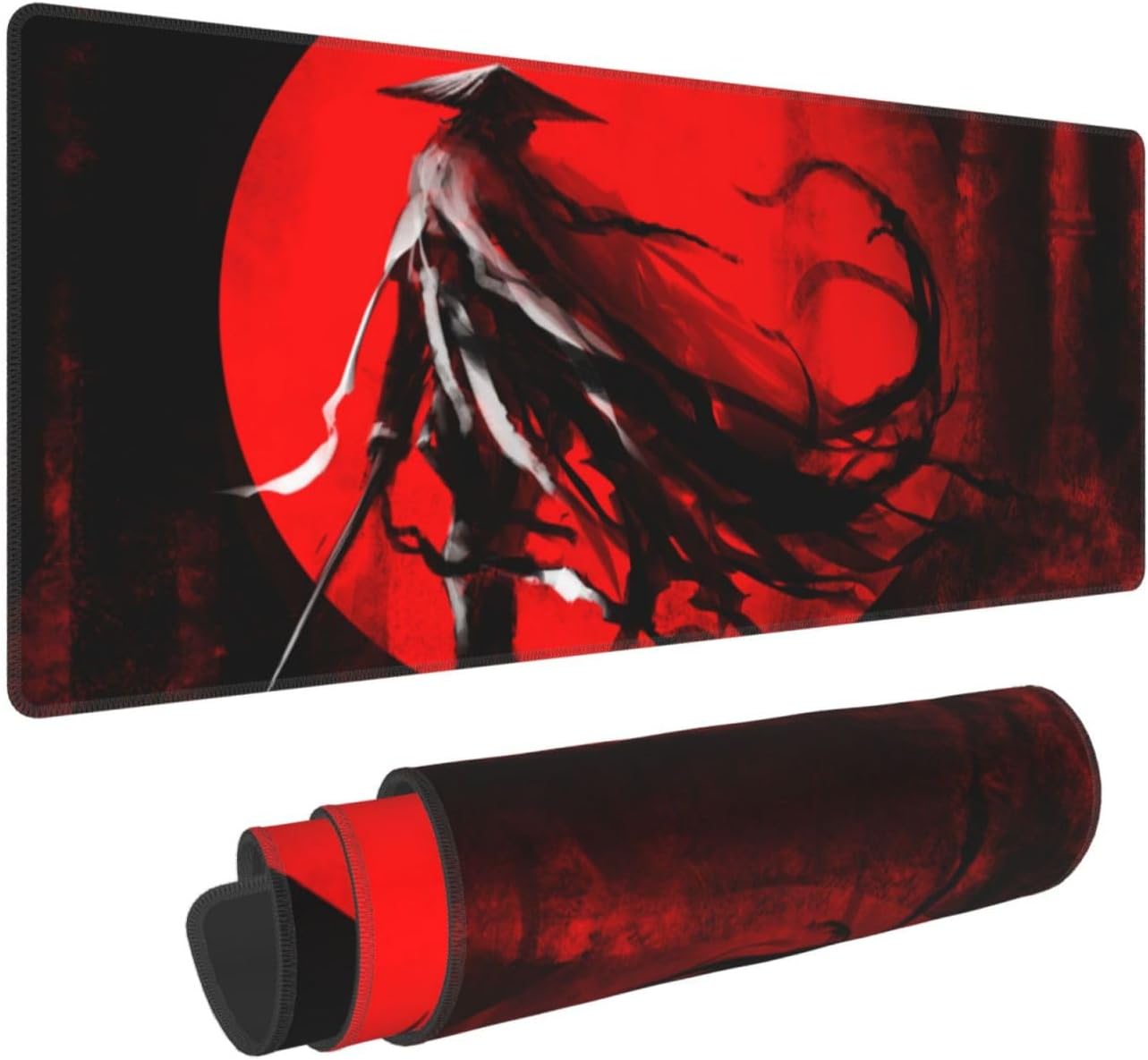 Amazon.com: Japanese Samurai Cool Anime Red and Black Flower Mouse Pad ...