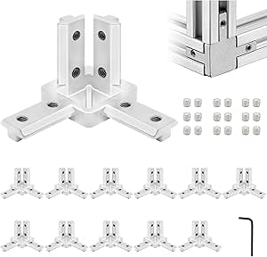 SeekLiny 12Pcs 4040 3-Way Corner Brackets, 4040 Joining Corner Angle ...