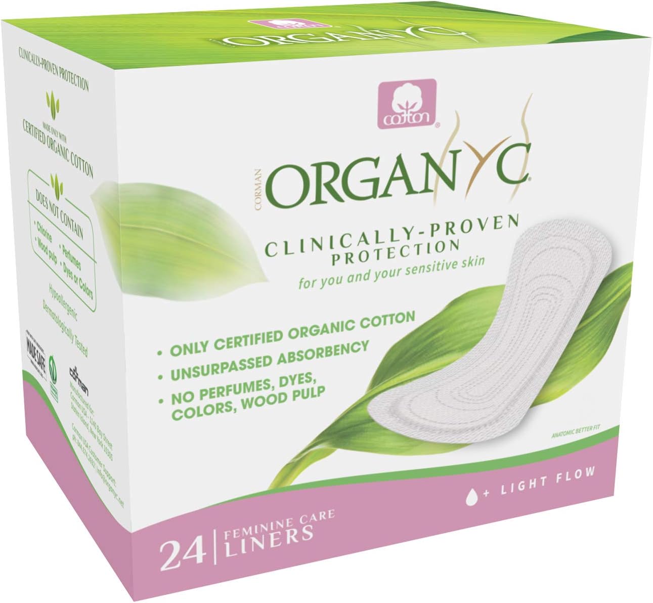 Amazon.com: Organyc 100% Organic Cotton Panty Liners Folded, 72 Count ...