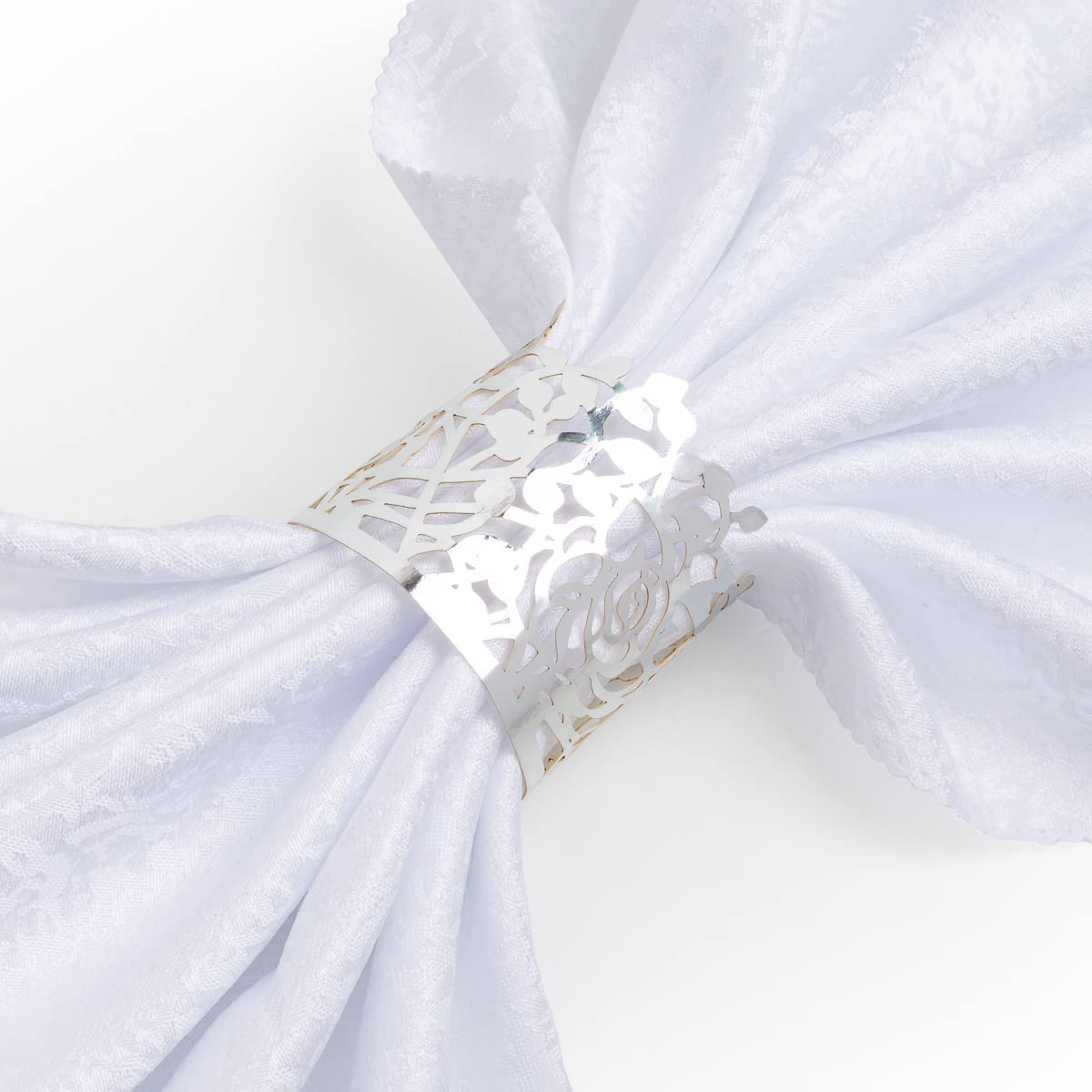 Amazon.com: 100pcs Disposable Rose Flower Paper Napkin Rings Laser Cut ...