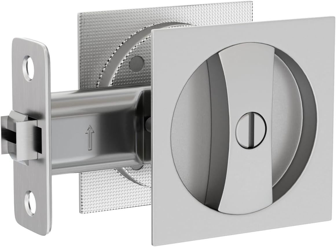 Kwikset 334SQT-15 Square Passage Pocket Door Lock Satin Nickel Finish ...