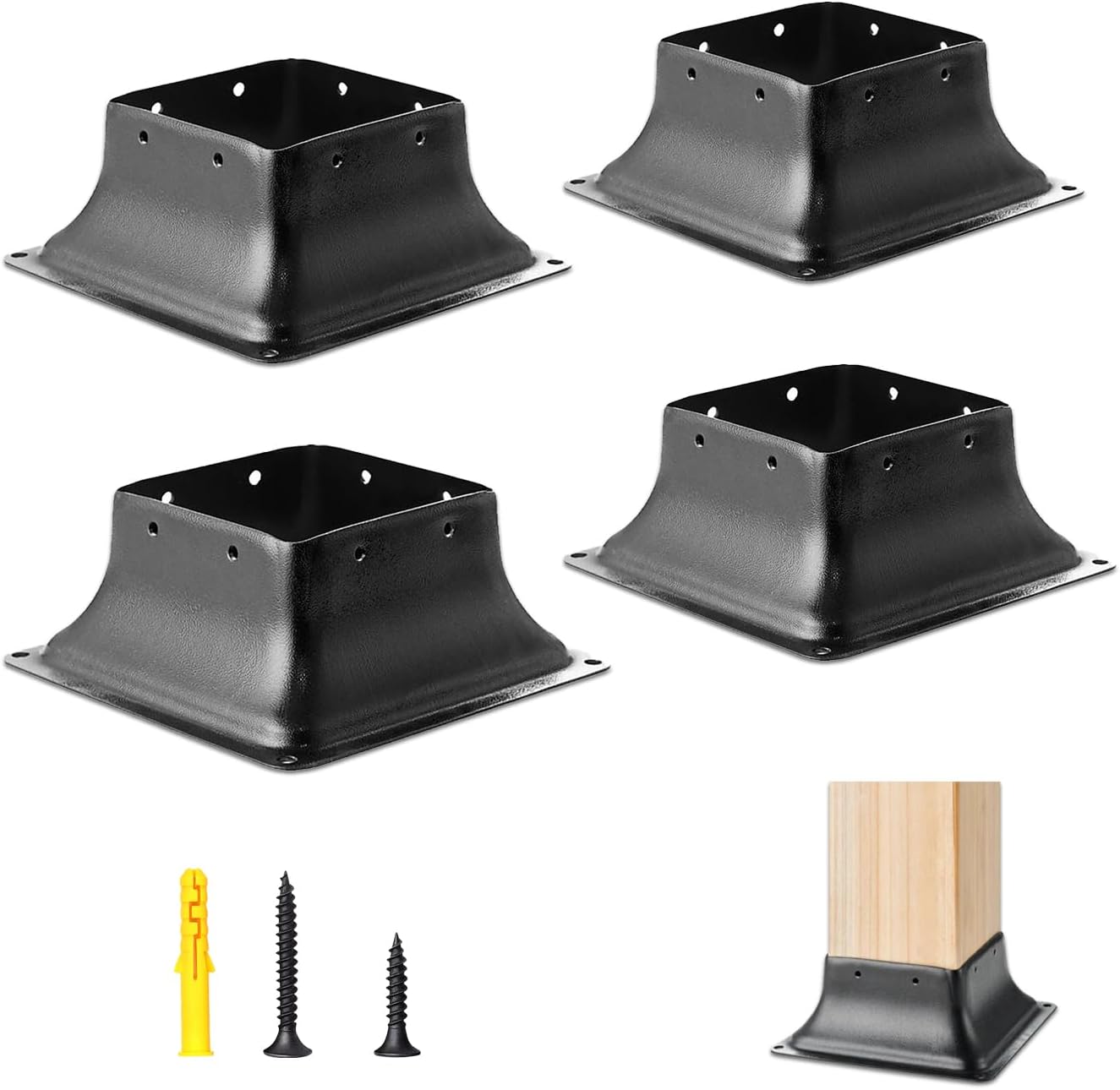 Fanmao 6 Pcs 6-1/2" x 3-1/2" Post Anchor Base Plates for 4x4 Wood Joint ...