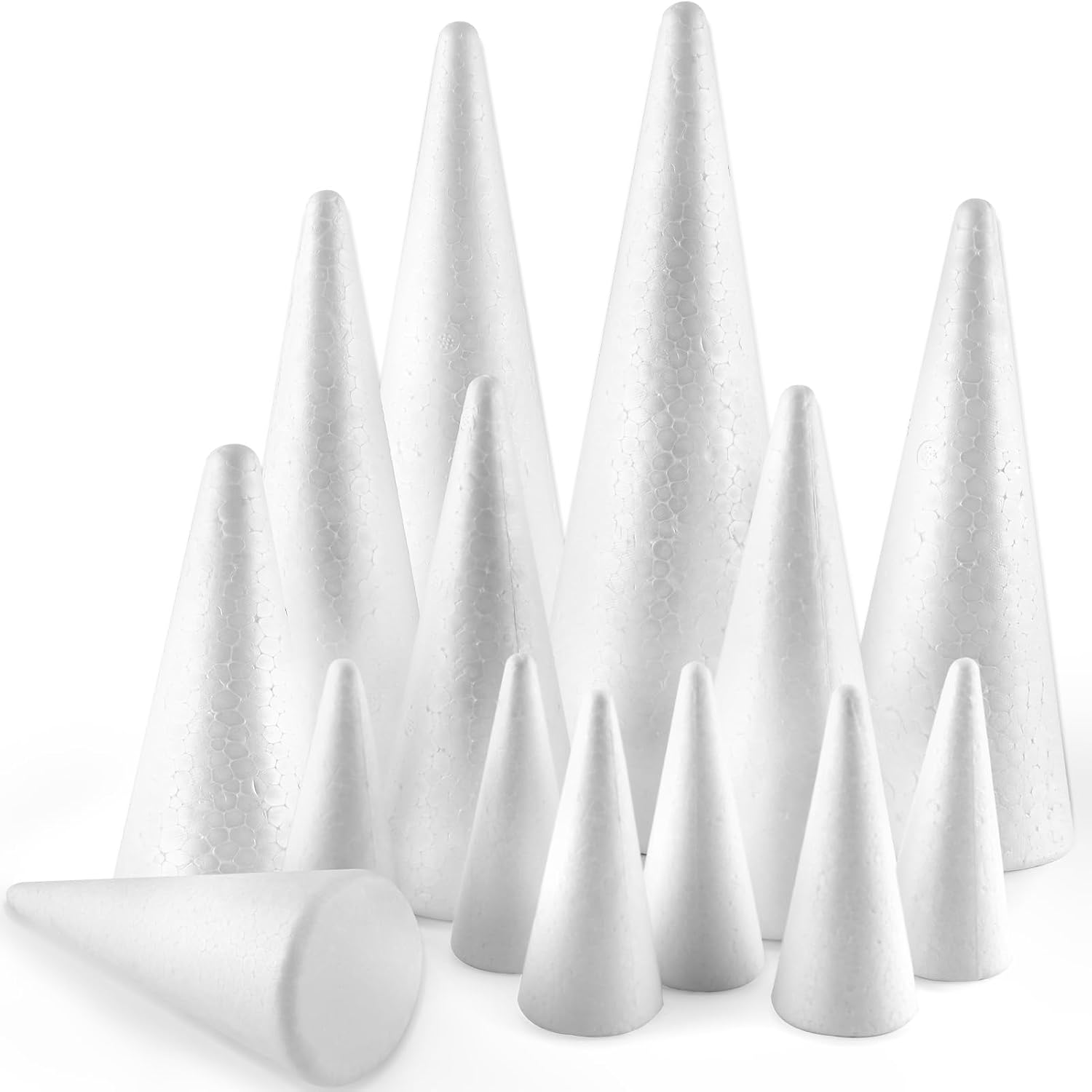 Amazon.com: Yalumo Foam Cones for Crafts, 5 Sizes White Polystyrene ...