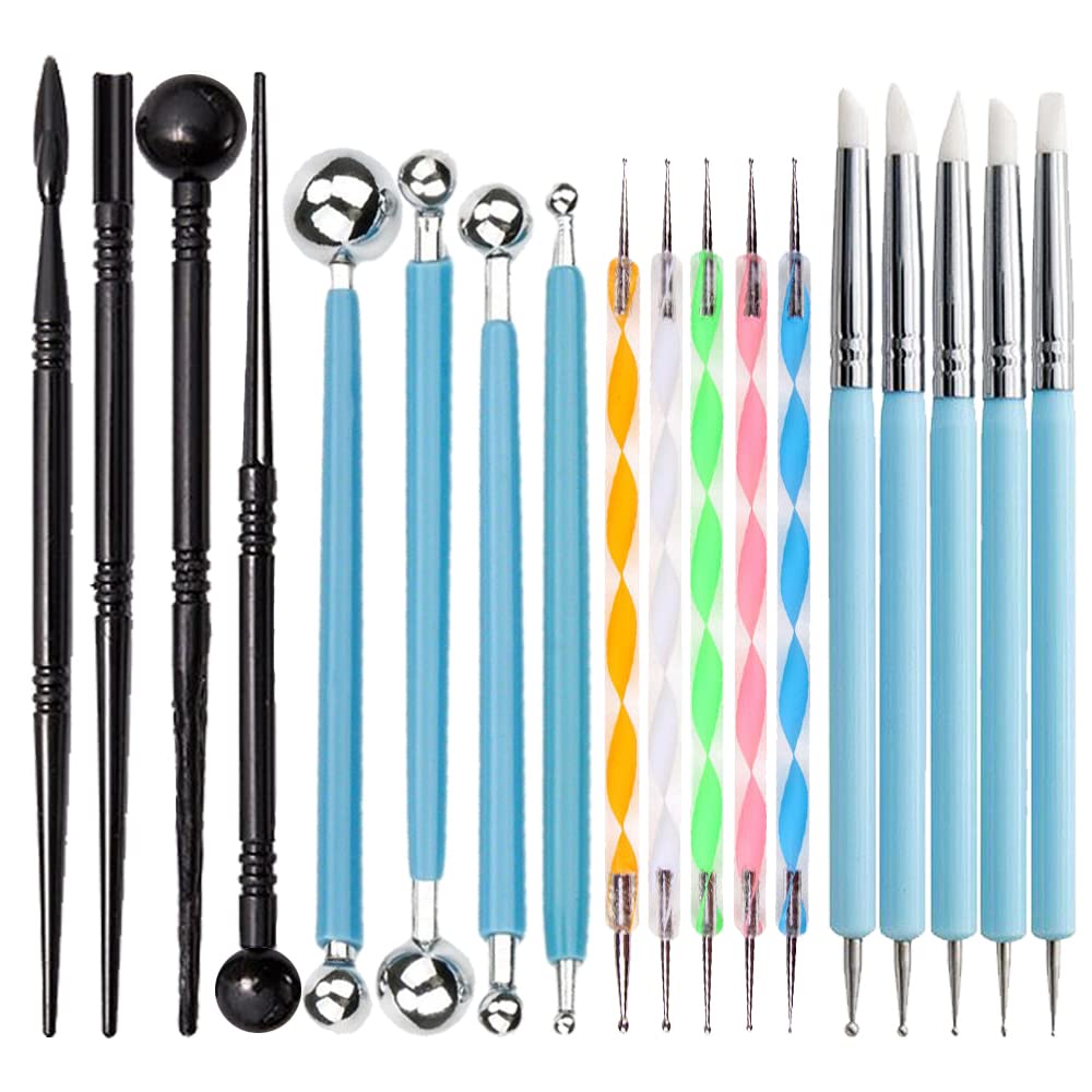 18Pcs Polymer Clay Dotting Sculpting Tools Kit and Pottery Indentation ...