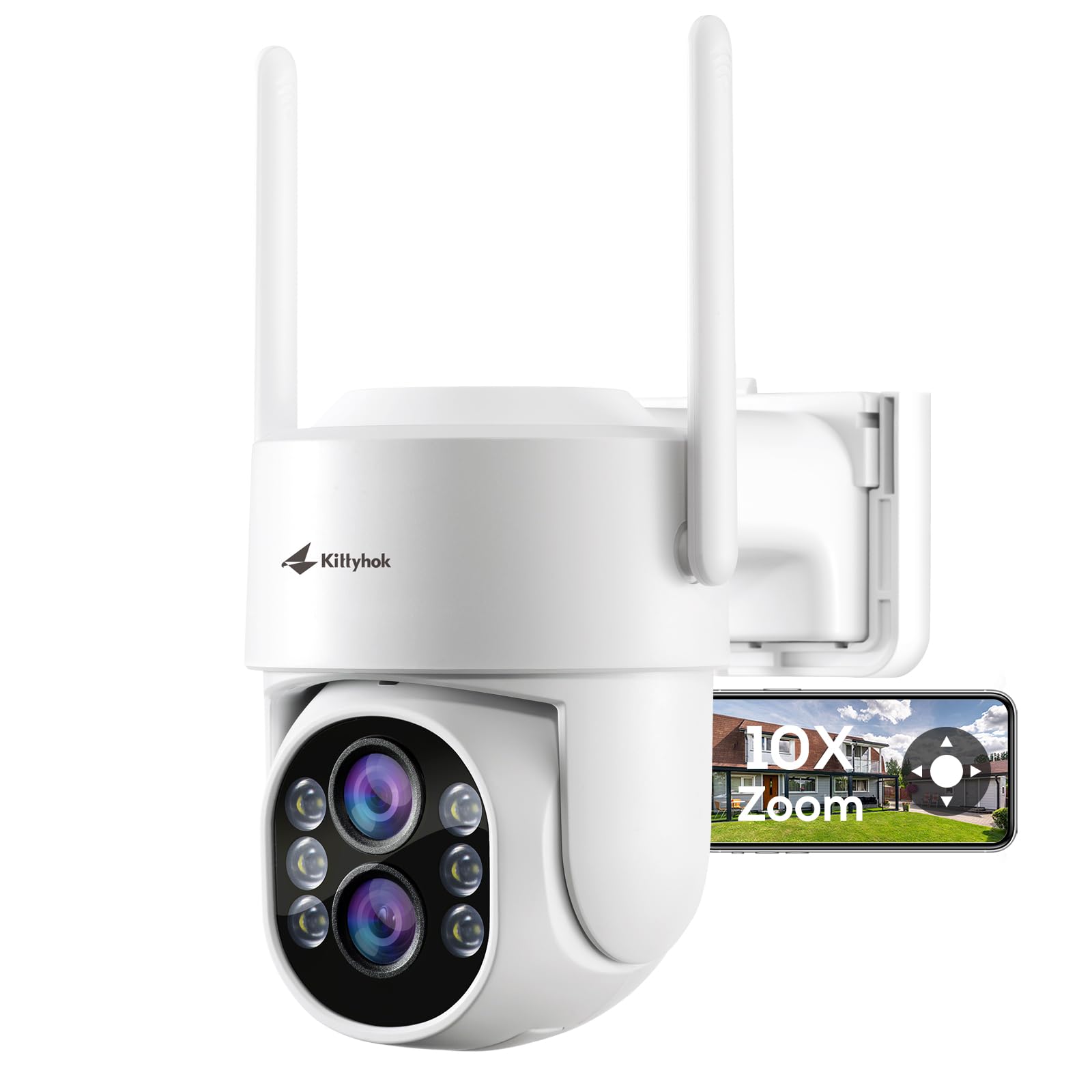 Amazon.com : Kittyhok Dual Lens PTZ Security Camera Wireless Outdoor ...