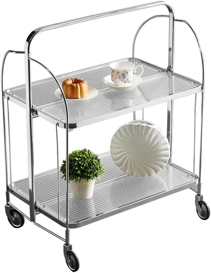Mobile Storage Folding Trolley, Servierwagen, Dinett Ablagekorb 2 Tier ...