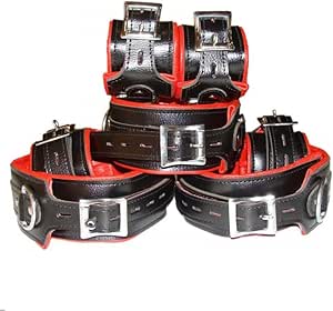 Amazon.com: Leather Bondage 7 Pieces Restraints Set Top Grain Red ...