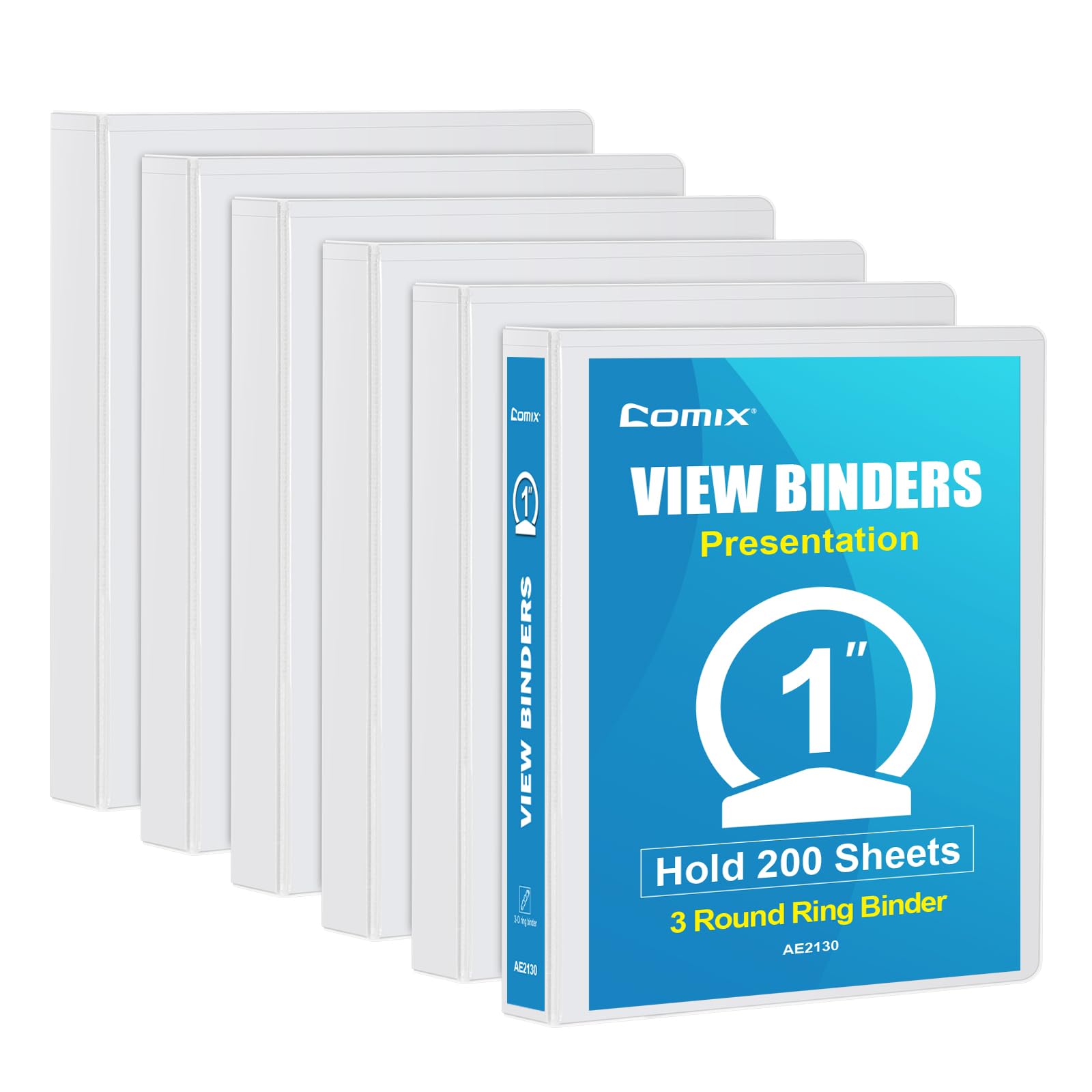 Amazon.com : COMIX Economy 1 inch Binders 3 Ring with Clear View Cover ...