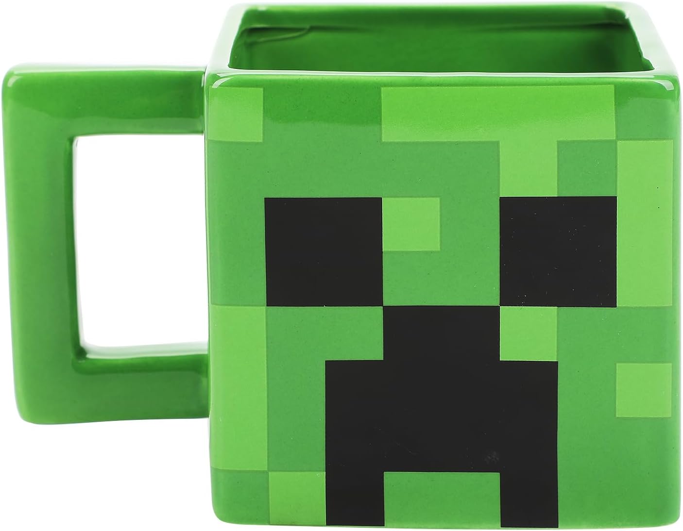 Amazon.com | Minecraft Creeper Green 16 Oz Sculpted Square Ceramic Mug ...