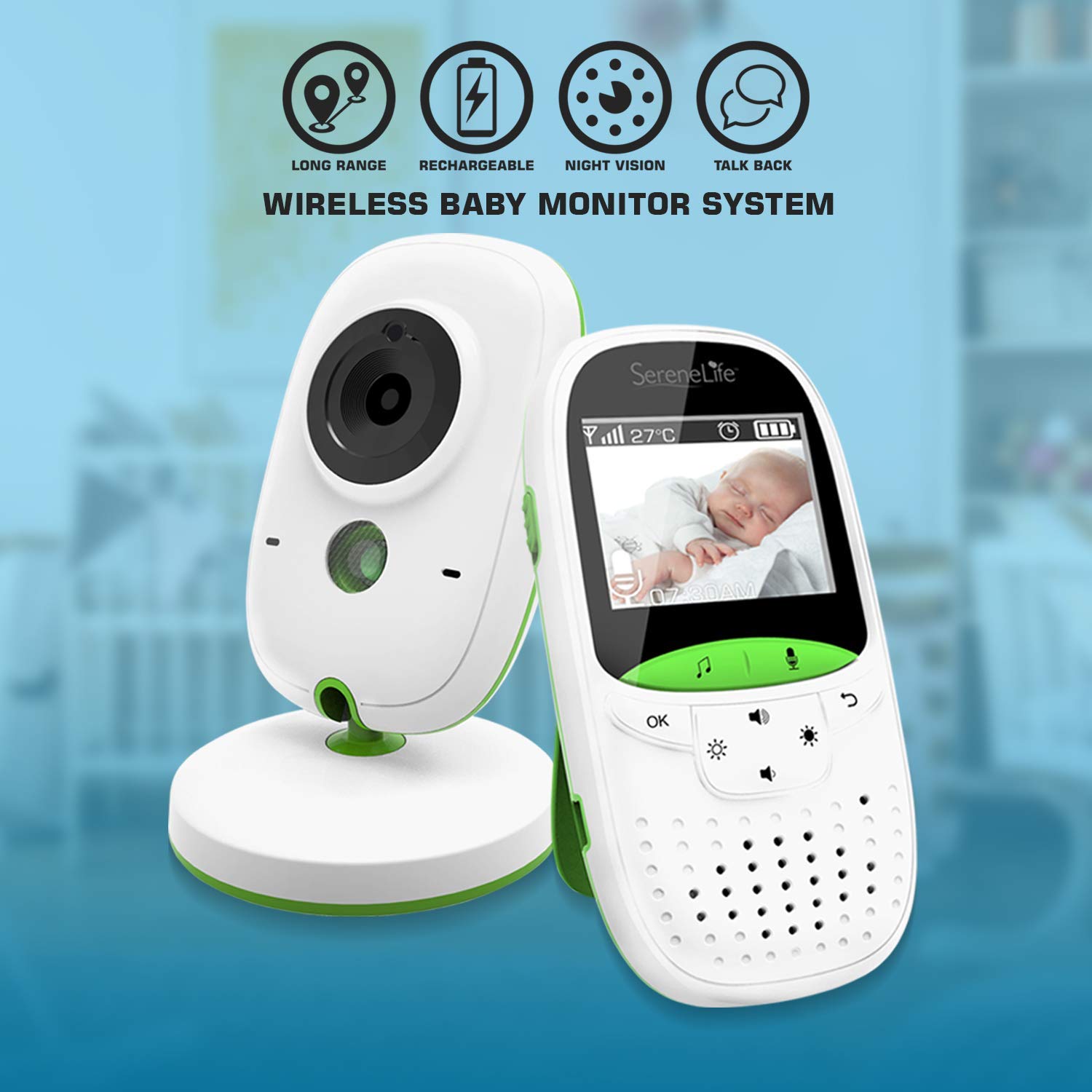 SereneLife USA Video Baby Monitor - Upgraded 850’ Wireless Long Range ...
