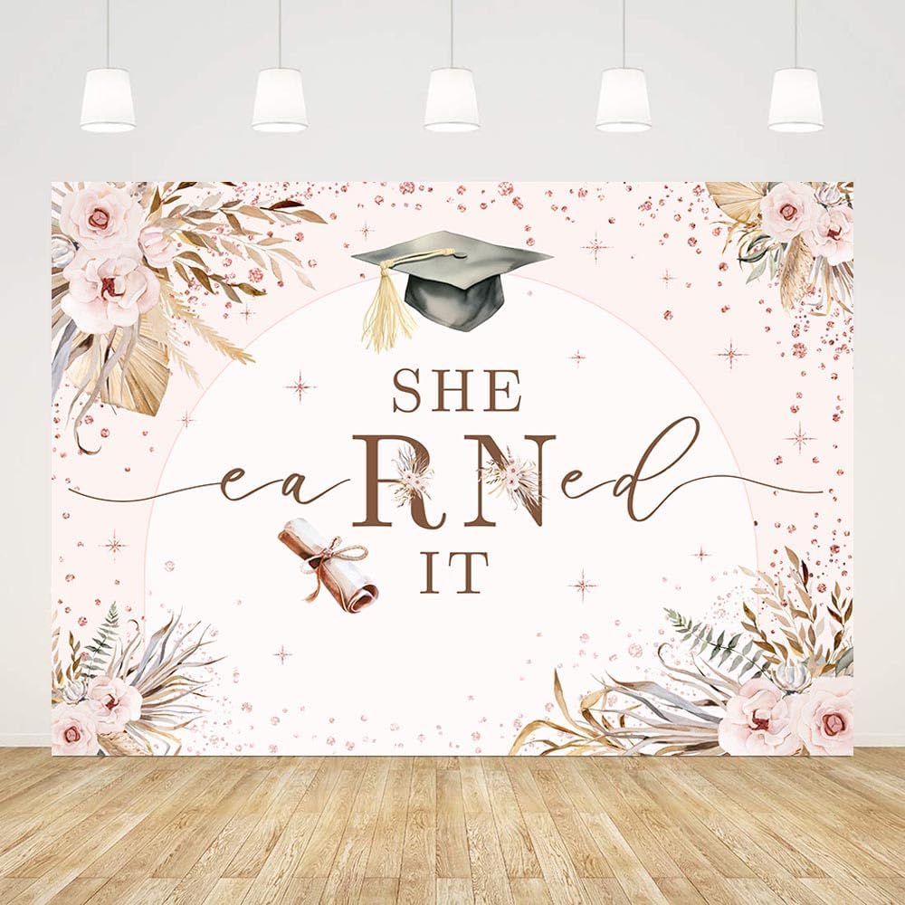 Amazon.com : AIBIIN 7x5ft Congrats Nurse Graduation Backdrop She Earned ...