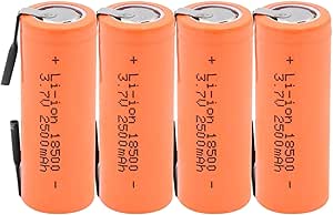 3.7 V 2500 mAh 18500 Lithium Li-ion Battery with 2 Welding Tabs, Cell ...