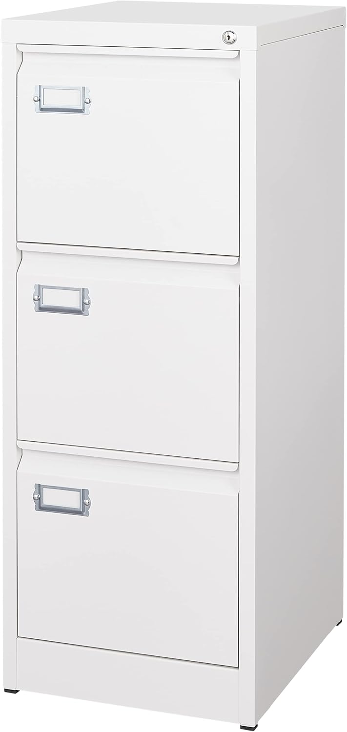 Amazon.com: BYNSOE 3 Drawer File Cabinet with Lock Metal Vertical File ...