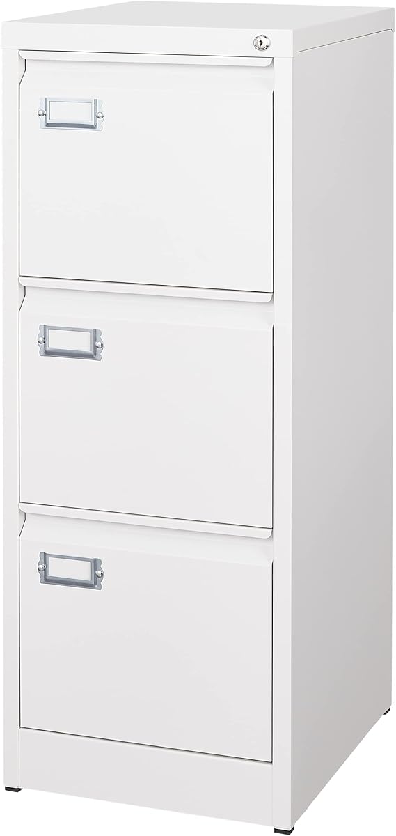 Amazon.com: BYNSOE 3 Drawer File Cabinet with Lock Metal Vertical File ...