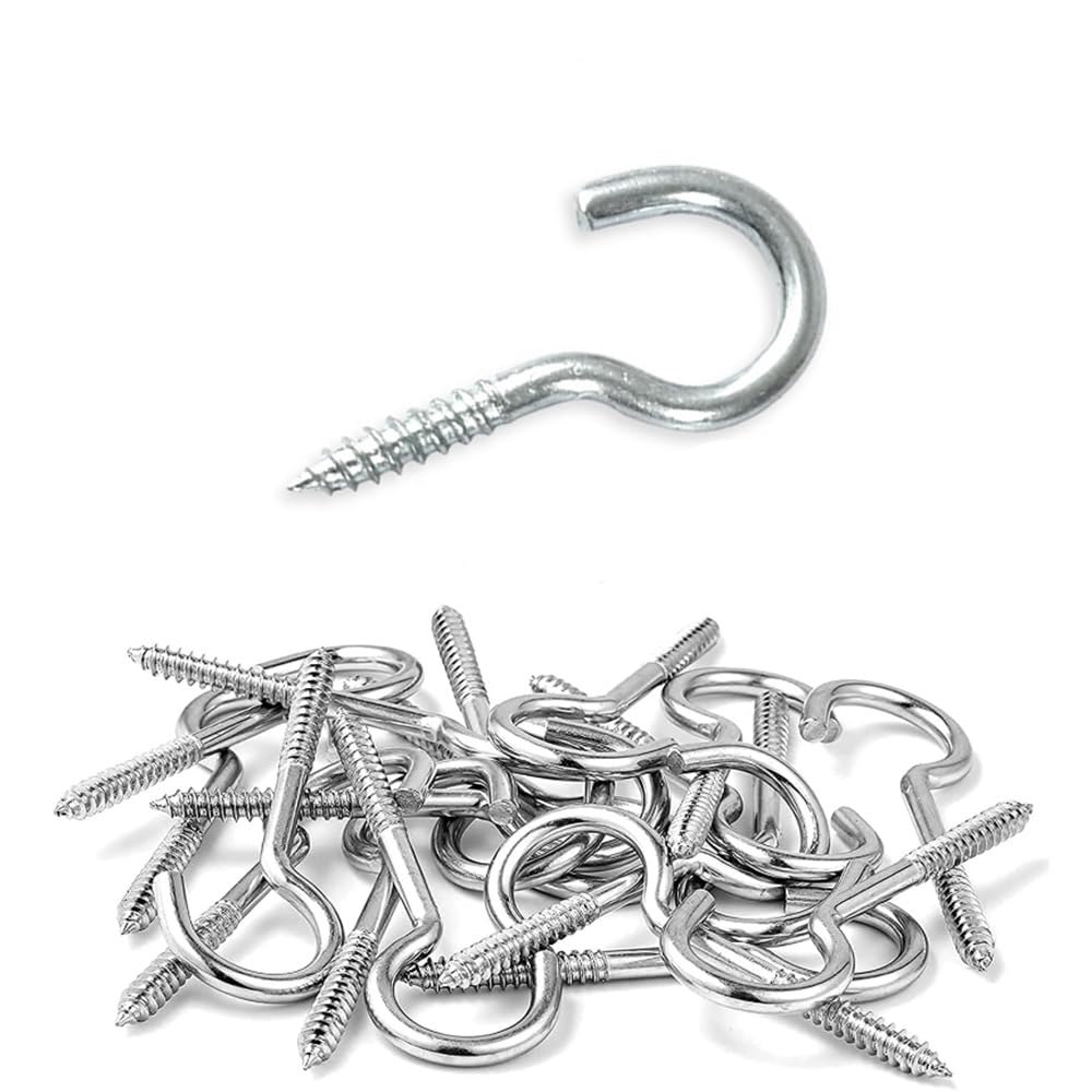 Minamzee Screw Hooks - 24-Pack Small Size Screw Hooks with Threads ...