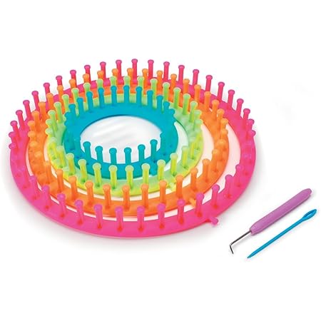 Amazon.com: Genuine Knifty Knitter Round Loom Set with 4 Looms, Hook & Bag