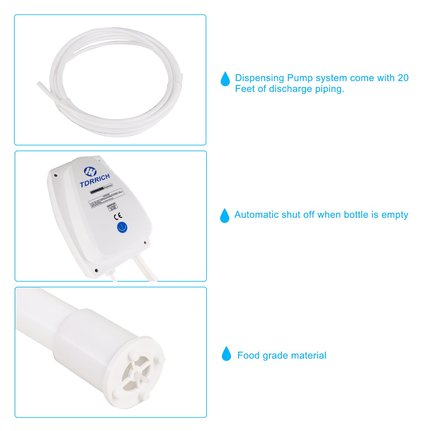 TDRRICH Water Bottled Drinking Dispensing Pump System for Fridge,Single ...