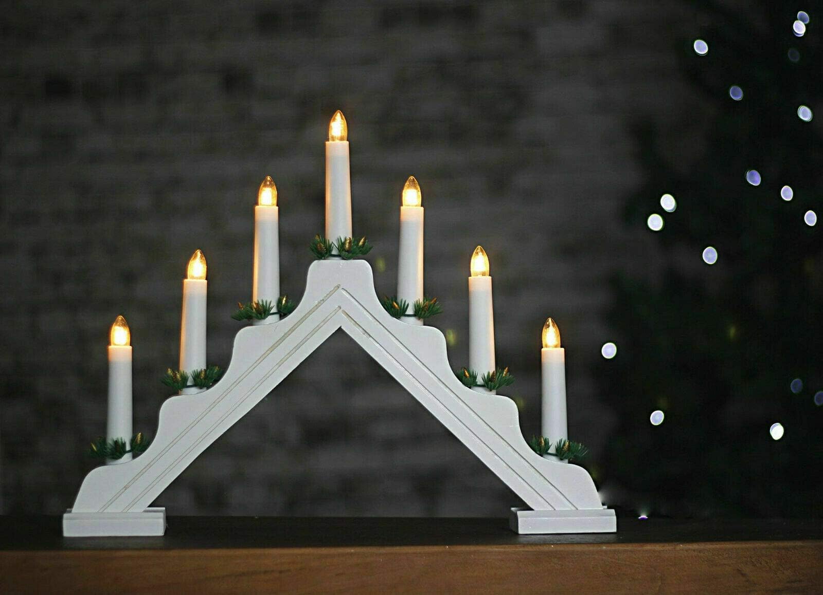 Christmas Concepts® Christmas Red Wooden Candle Bridge With Warm White ...