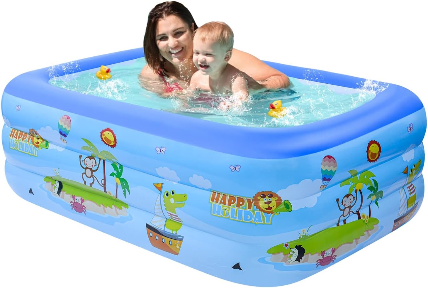 Amazon.com: Kiddie Pool, 59" X 43"X 19.5" Inflatable Family Swimming ...