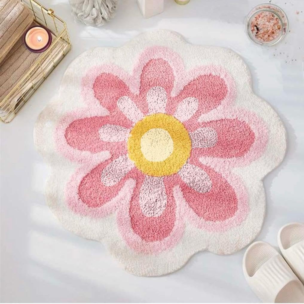Amazon.com: Cute Daisy Bathroom Flower Rug - 23.6 x 23.6 Inches Non ...
