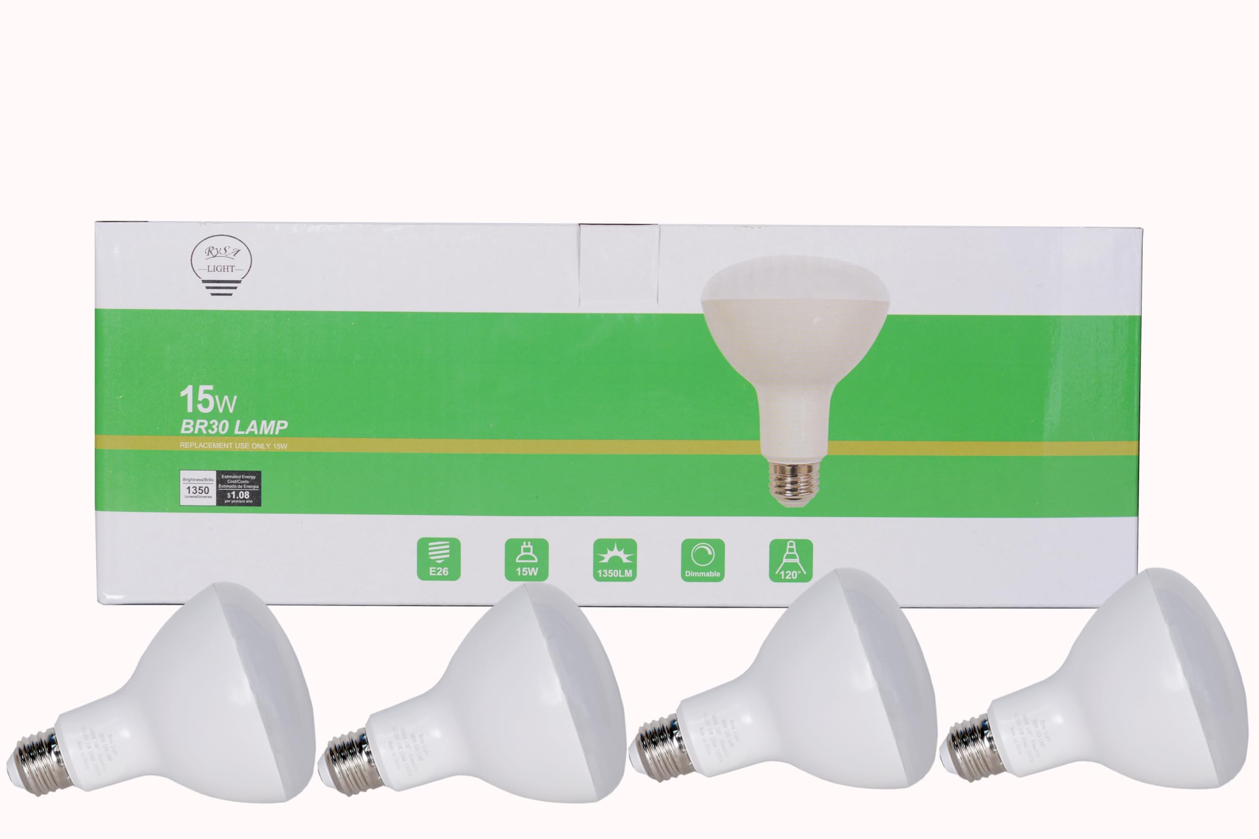 Rysa Light 100W Equivalent BR30 LED Flood Lights, R30 Dimmable Recessed ...