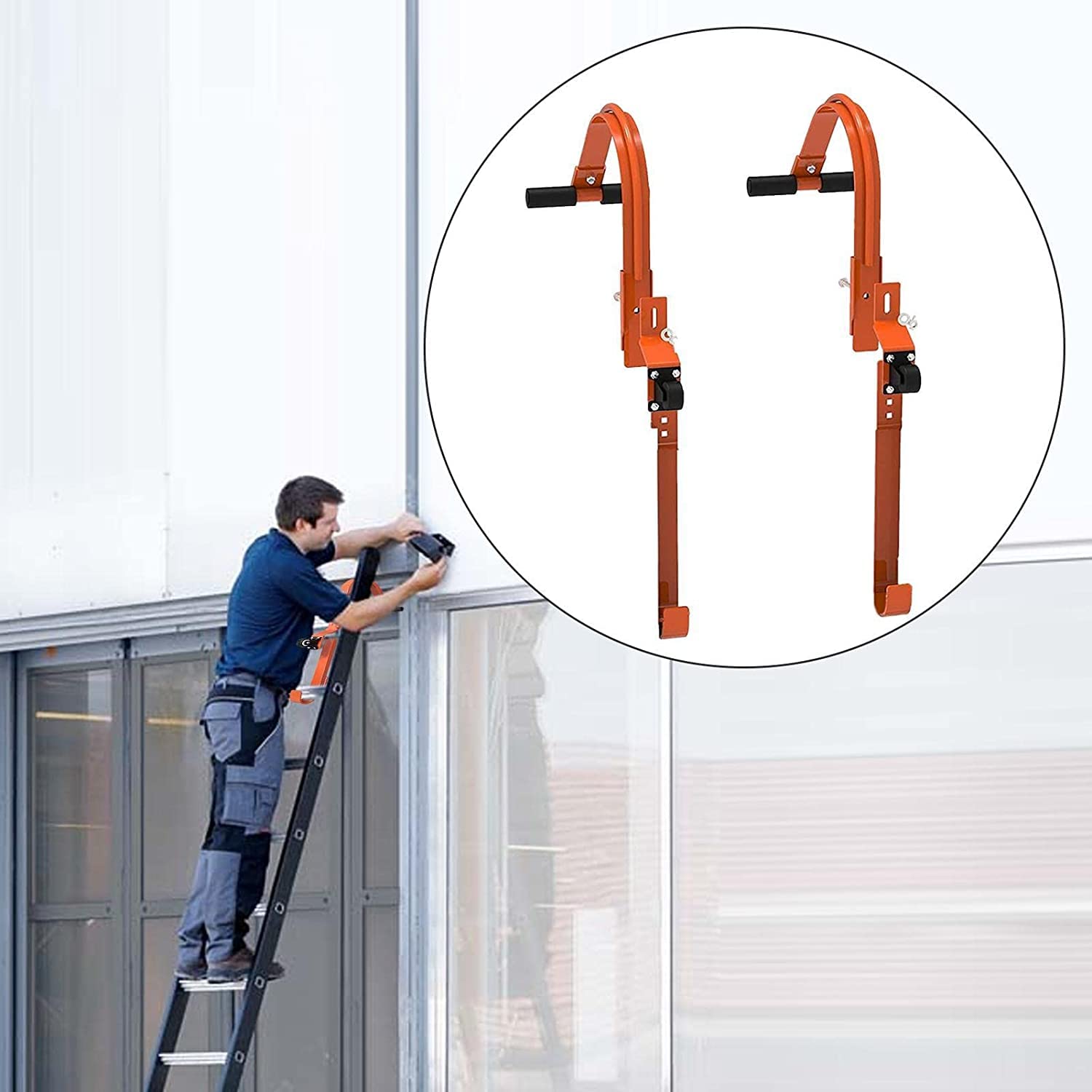 Dirza Ladder Roof Hook with Wheel 2 Pack Heavy Duty Steel Ladder ...