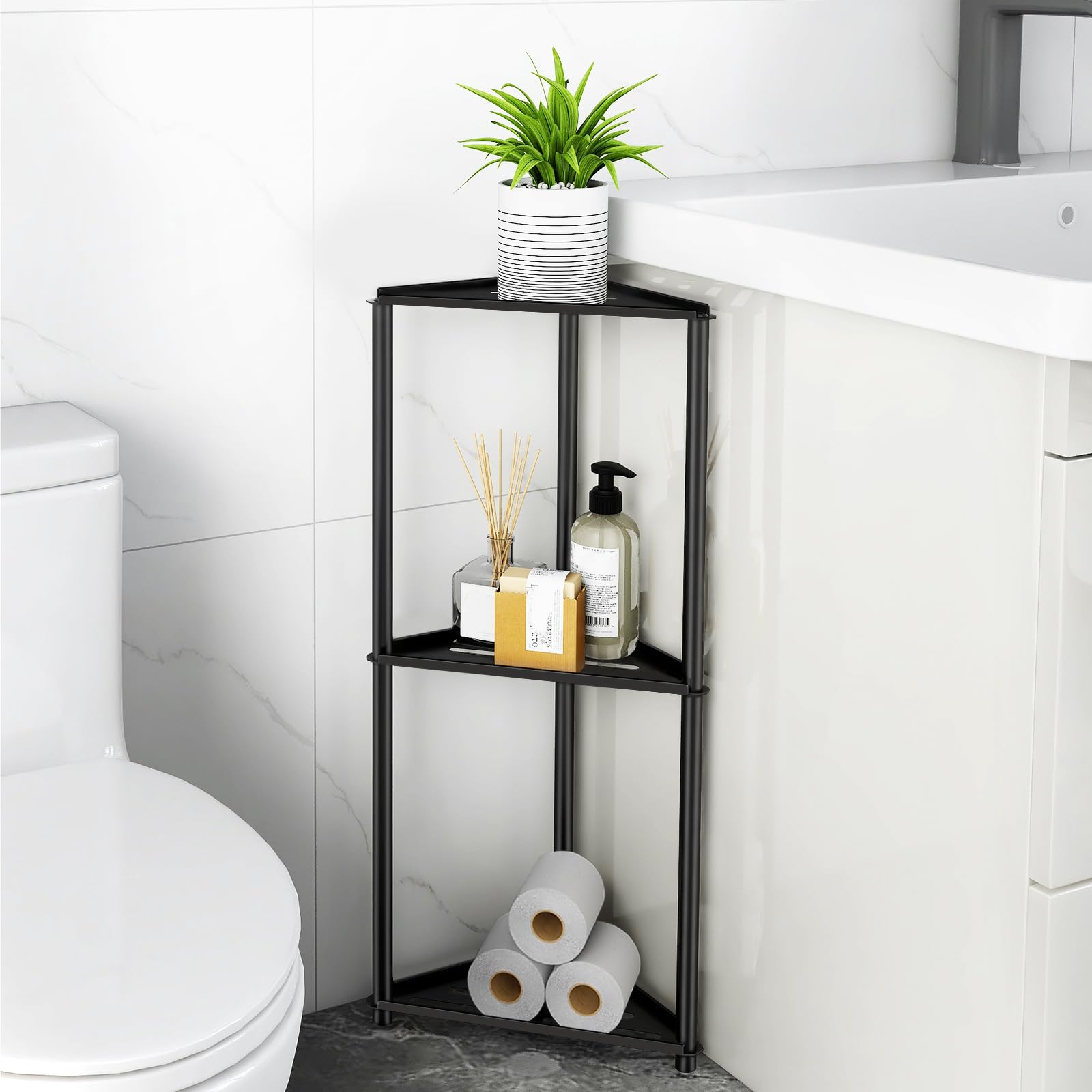 Amazon.com: XEENEW Corner Shelf Stand, 3 Tier Stainless Steel Bathroom ...