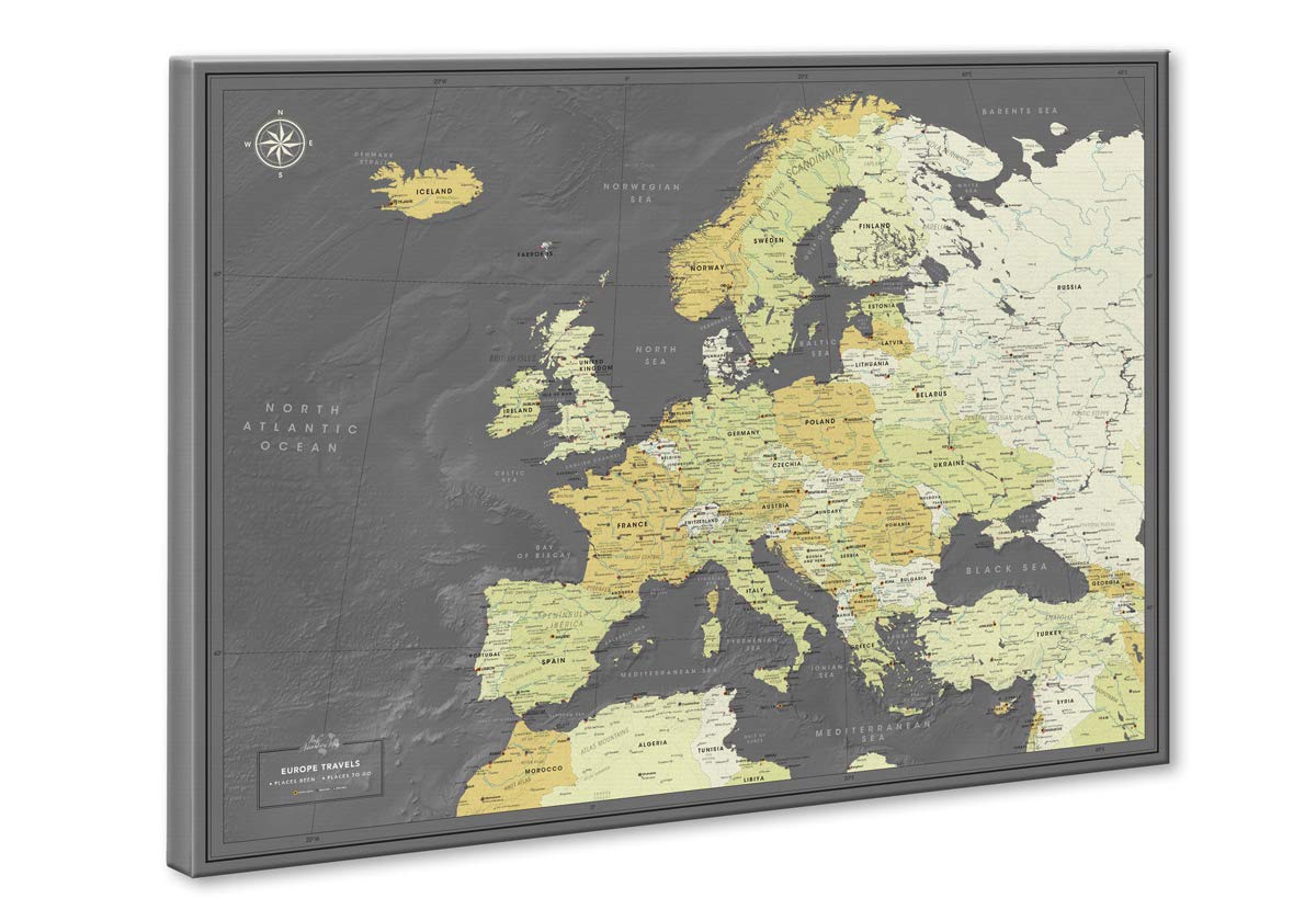 Personalized European Pin Map Push Pin Europe Map On Canvas ...