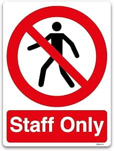 stika.co Staff Only Sign – A3 (420 x 297mm), Self-Adhesive Vinyl ...