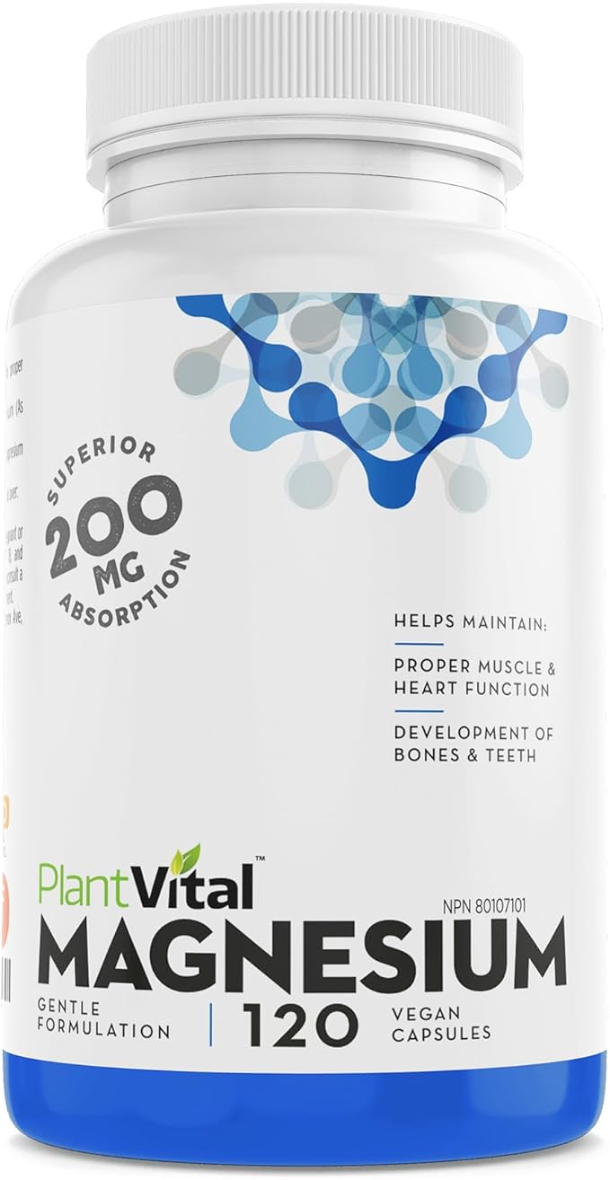 PlantVital Magnesium Bisglycinate 200mg Capsules -Magnesium Supplement ...