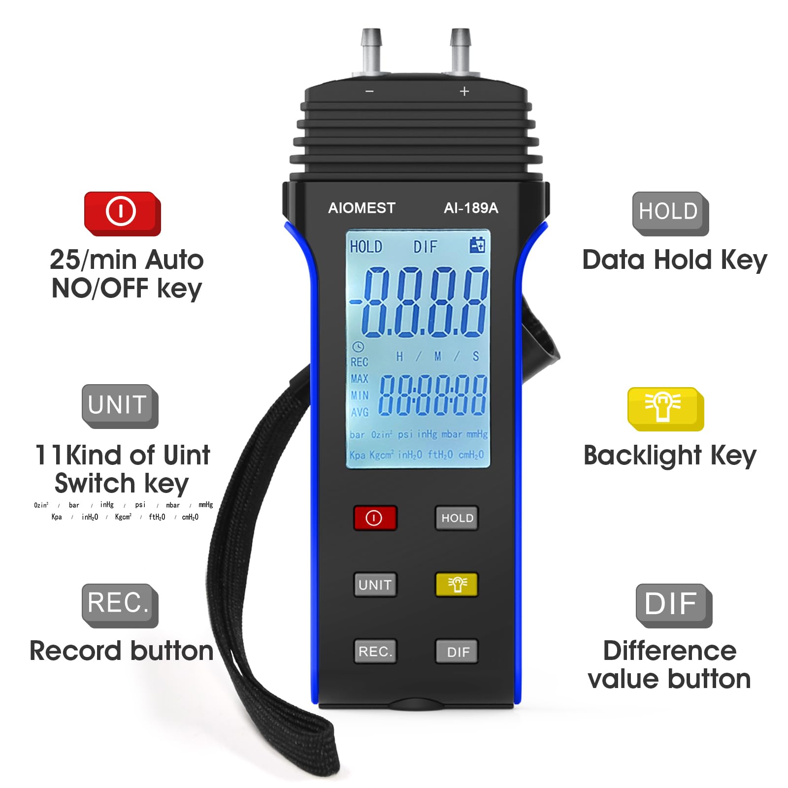 Snapklik.com : Manometer, Digital Manometer HVAC Gas Pressure Tester 2 ...