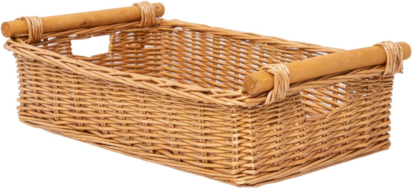 Amazon.com: YAHUAN Woven Wicker Storage Basket Wicker Tray Shallow ...