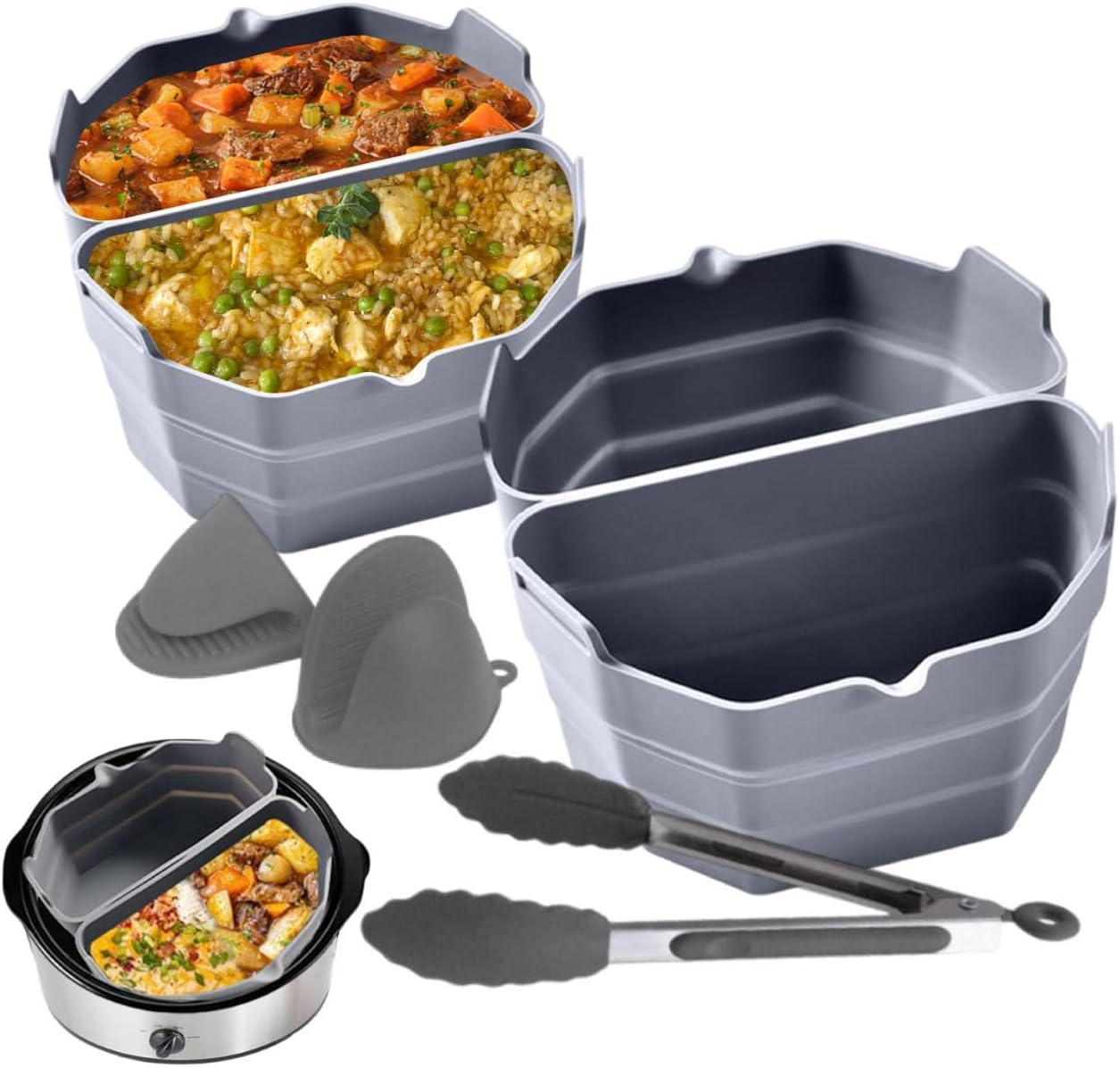 Amazon.com: Essence by VL Silicone Slow Cooker Liners, 6 QT Oval Crock ...