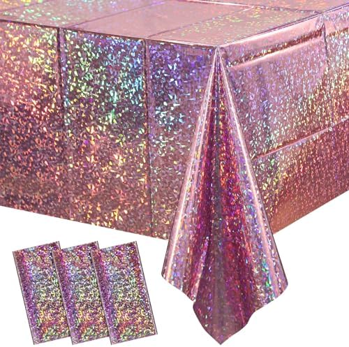 Amazon.com: 8 Pack Iridescent Pink Plastic Tablecloths, FunnyPars Shiny ...
