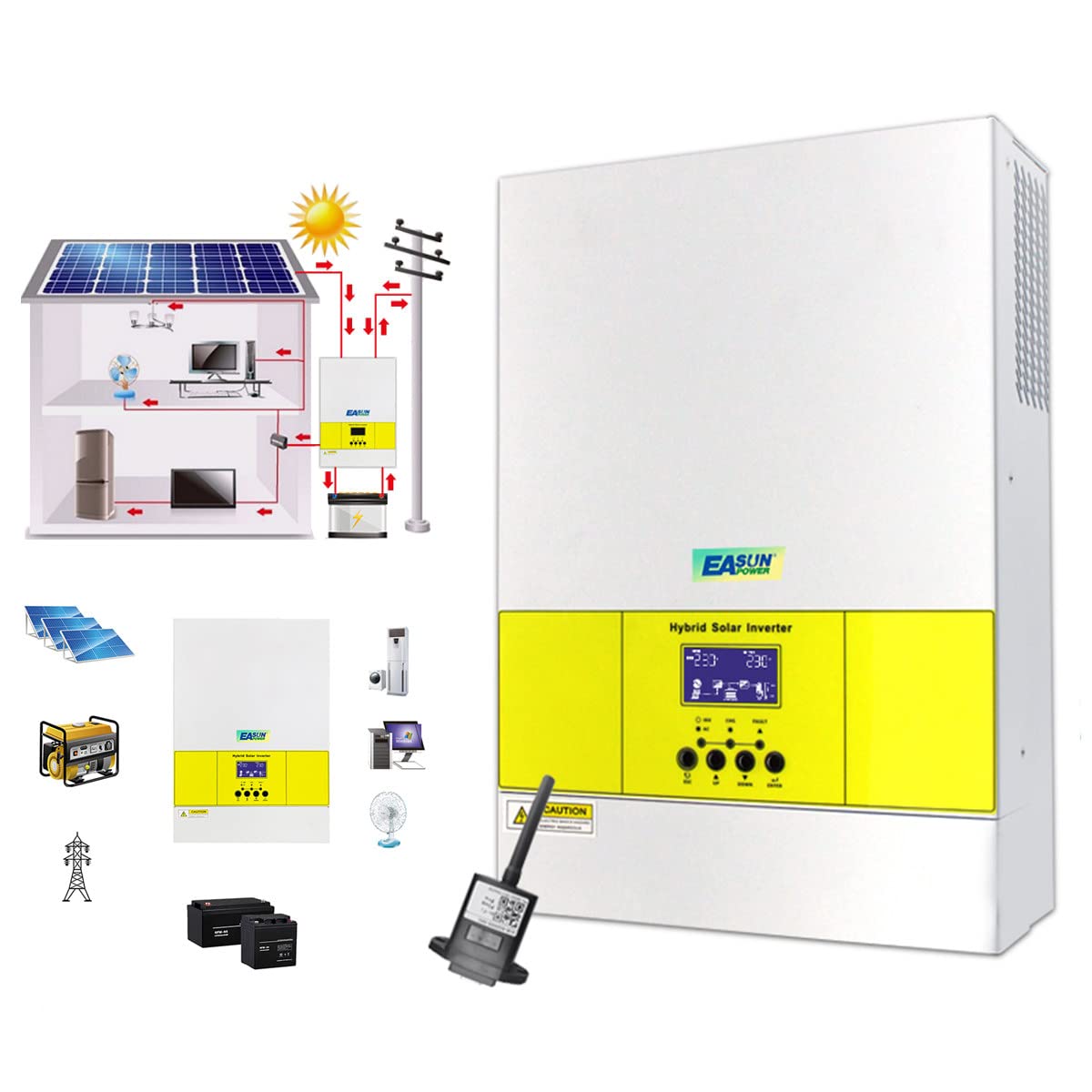 Buy 3.6KW 5.6KW Solar Inverter MPPT100A Pure Sine Wave Inverter Solar ...