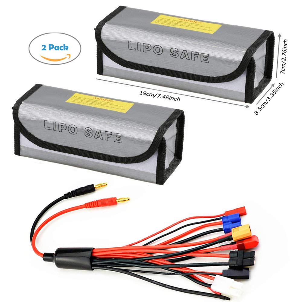 Skytoy 2 Packs Lipo Battery Bag With Rc Battery Charger | Desertcart ...